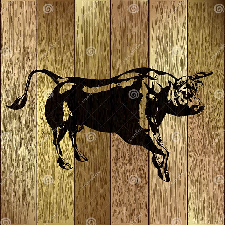 Bull on a Fence Background stock vector. Illustration of brown - 14438960