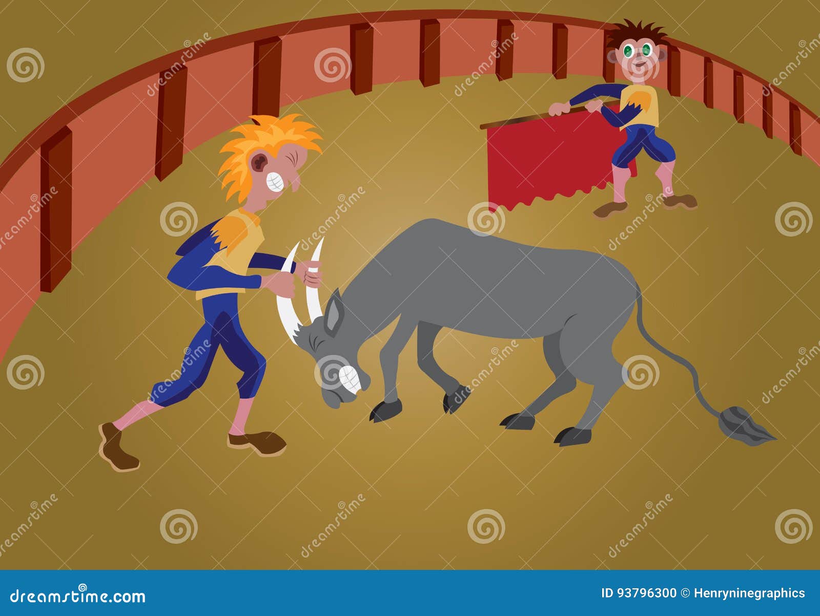 Bull fight stock vector. Illustration of cloth, horns - 93796300