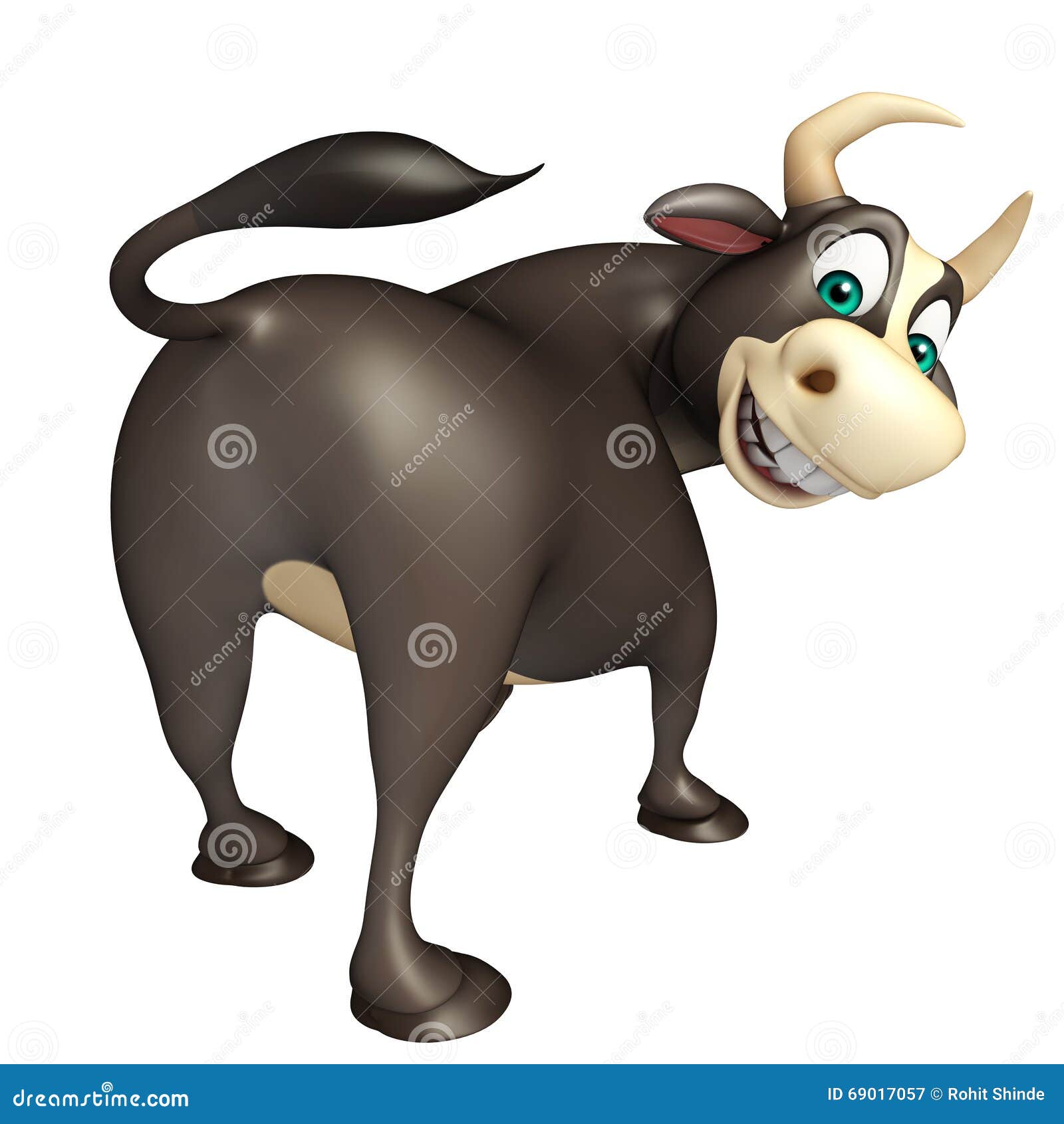 Bull Funny Cartoon Character Stock Illustration - Illustration of hoof ...