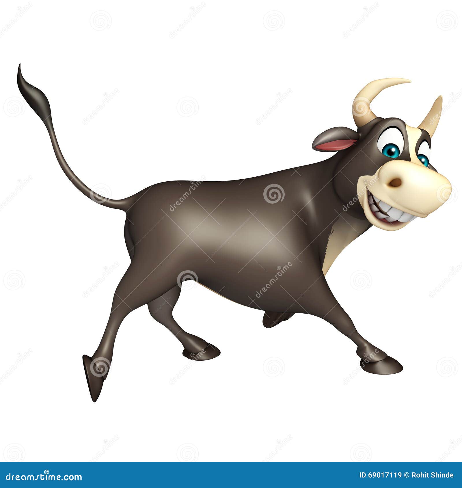Bull Funny Cartoon Character Stock Illustration - Illustration of ...