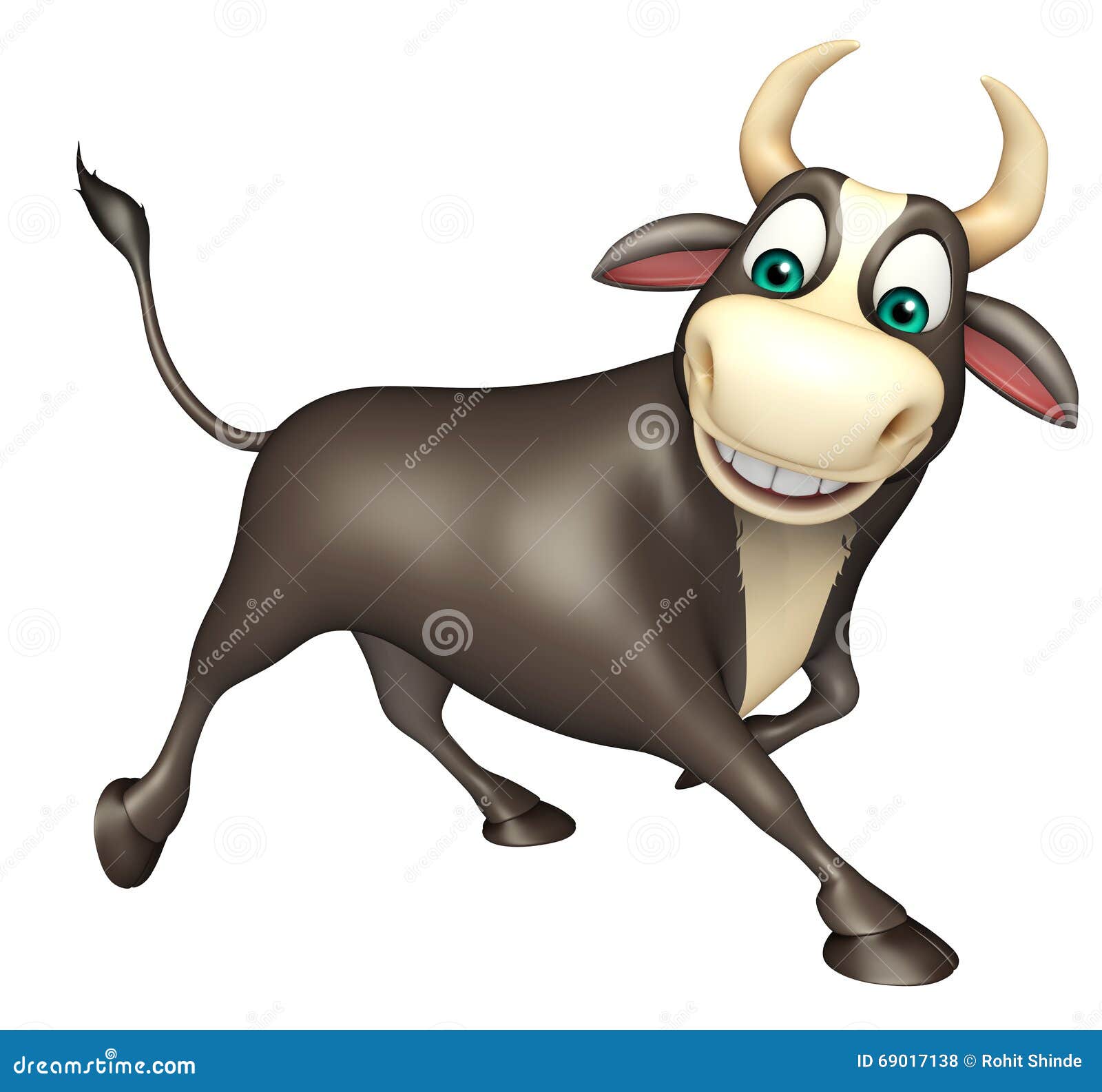 Bull Funny Cartoon Character Stock Illustration - Illustration of smile ...