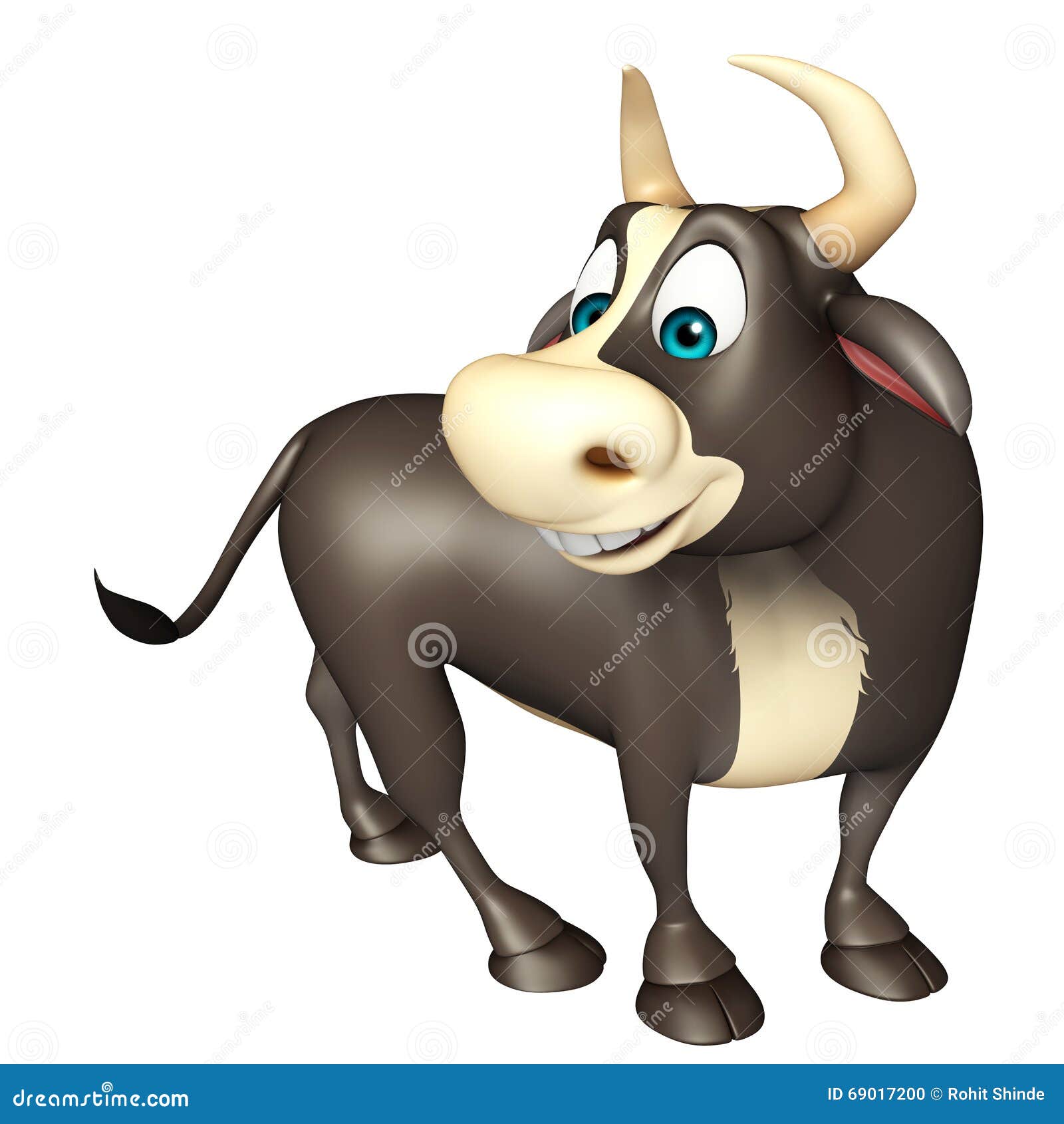 Bull Funny Cartoon Character Stock Illustration - Illustration of ...