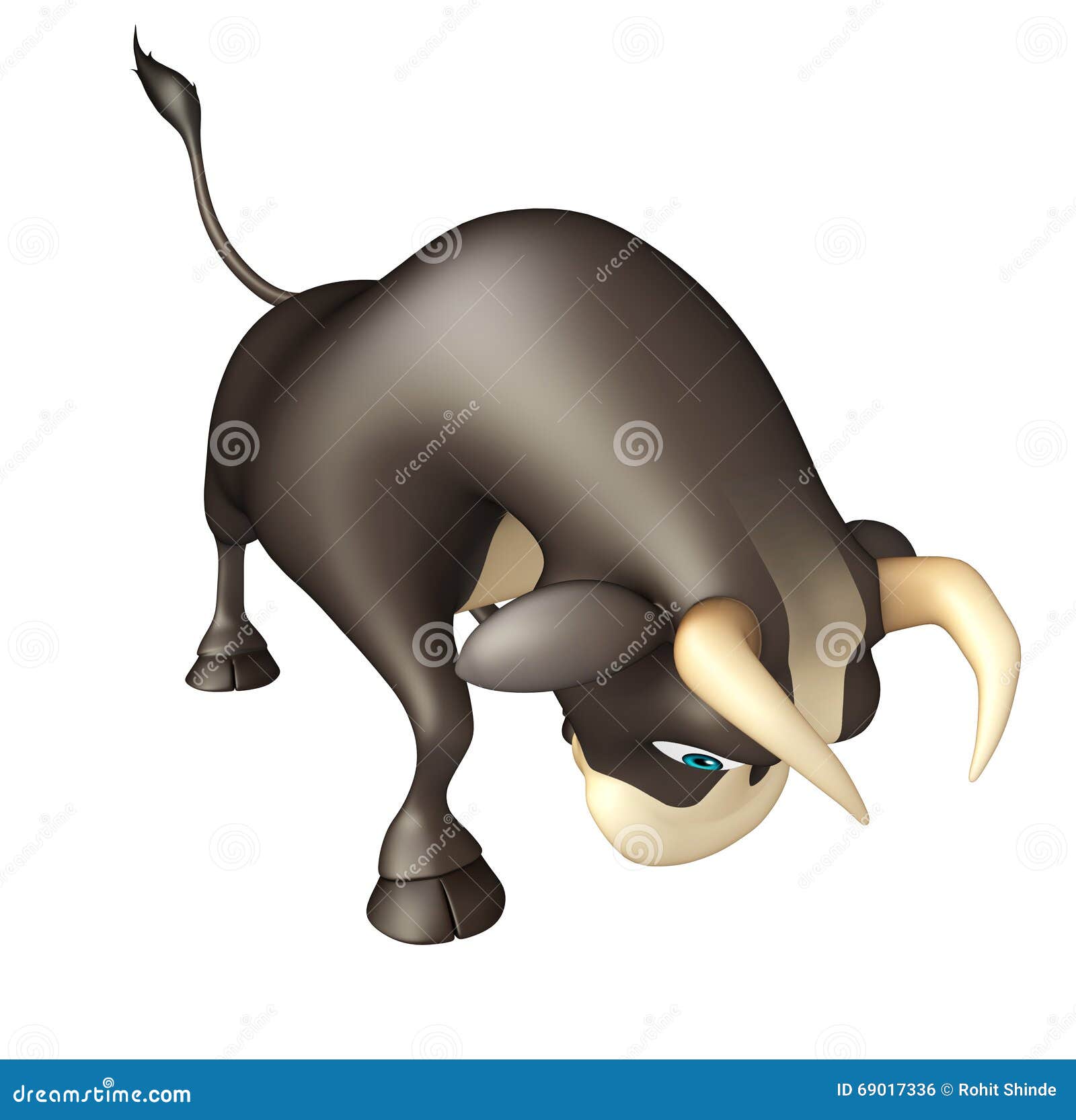 Bull Funny Cartoon Character Stock Illustration - Illustration of smile ...