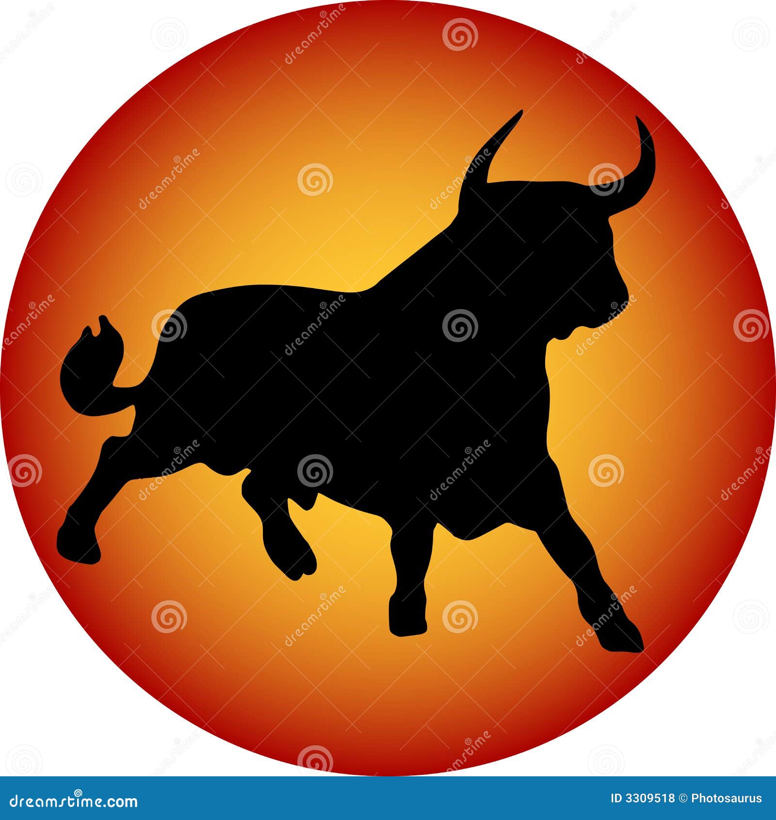 Bull in a gradient circle stock vector. Illustration of black - 3309518