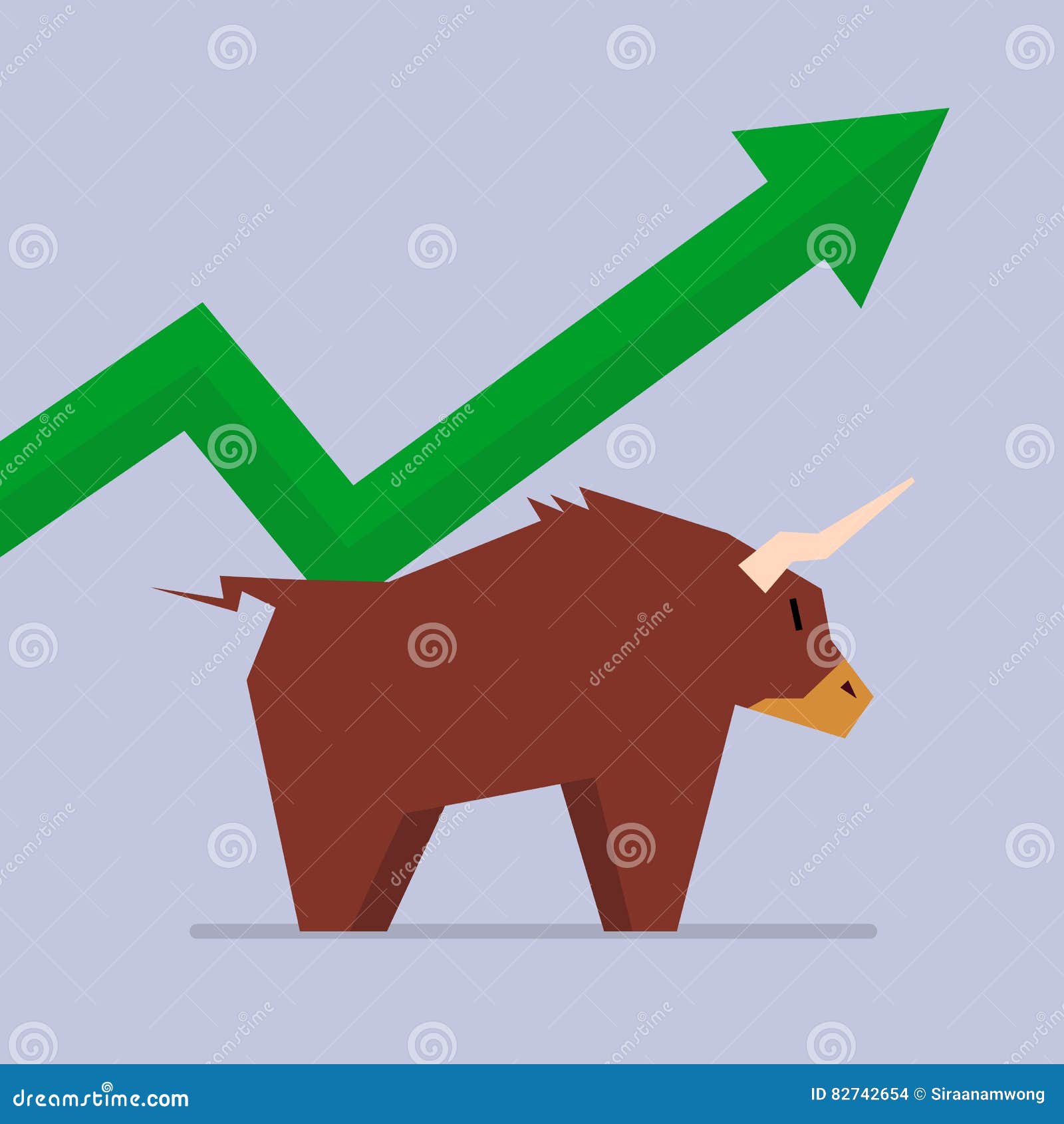 Bull with graph up trend editorial stock image. Illustration of graph ...