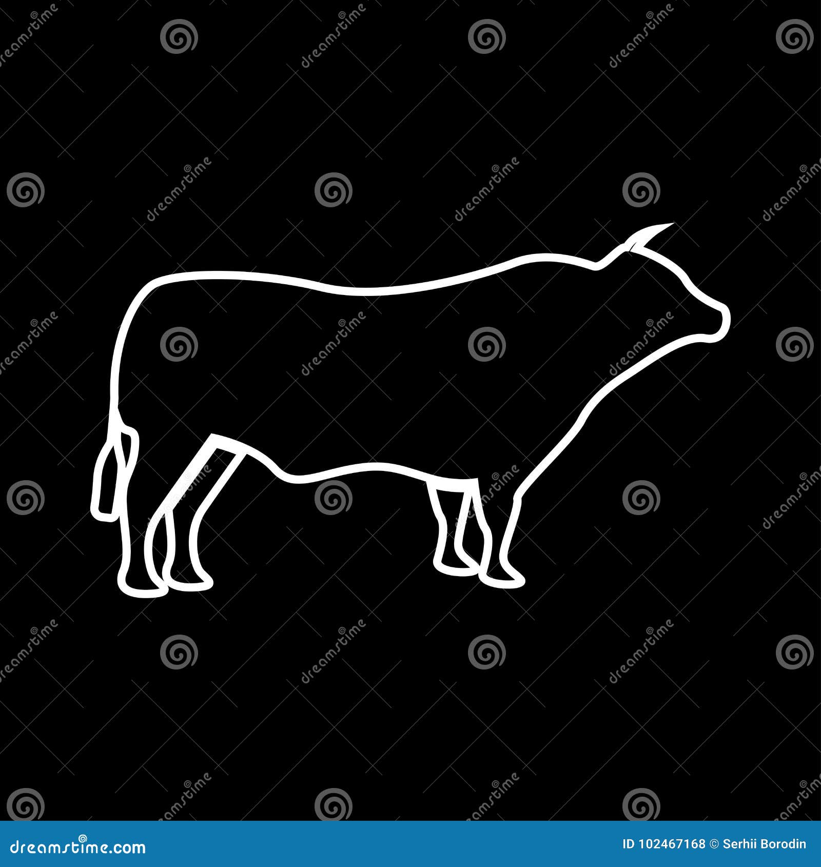 Bull grey set icon . stock vector. Illustration of mammal - 102467168