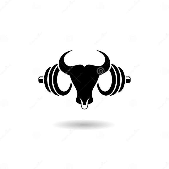Bull Gym logo with shadow stock vector. Illustration of fitness - 249110770