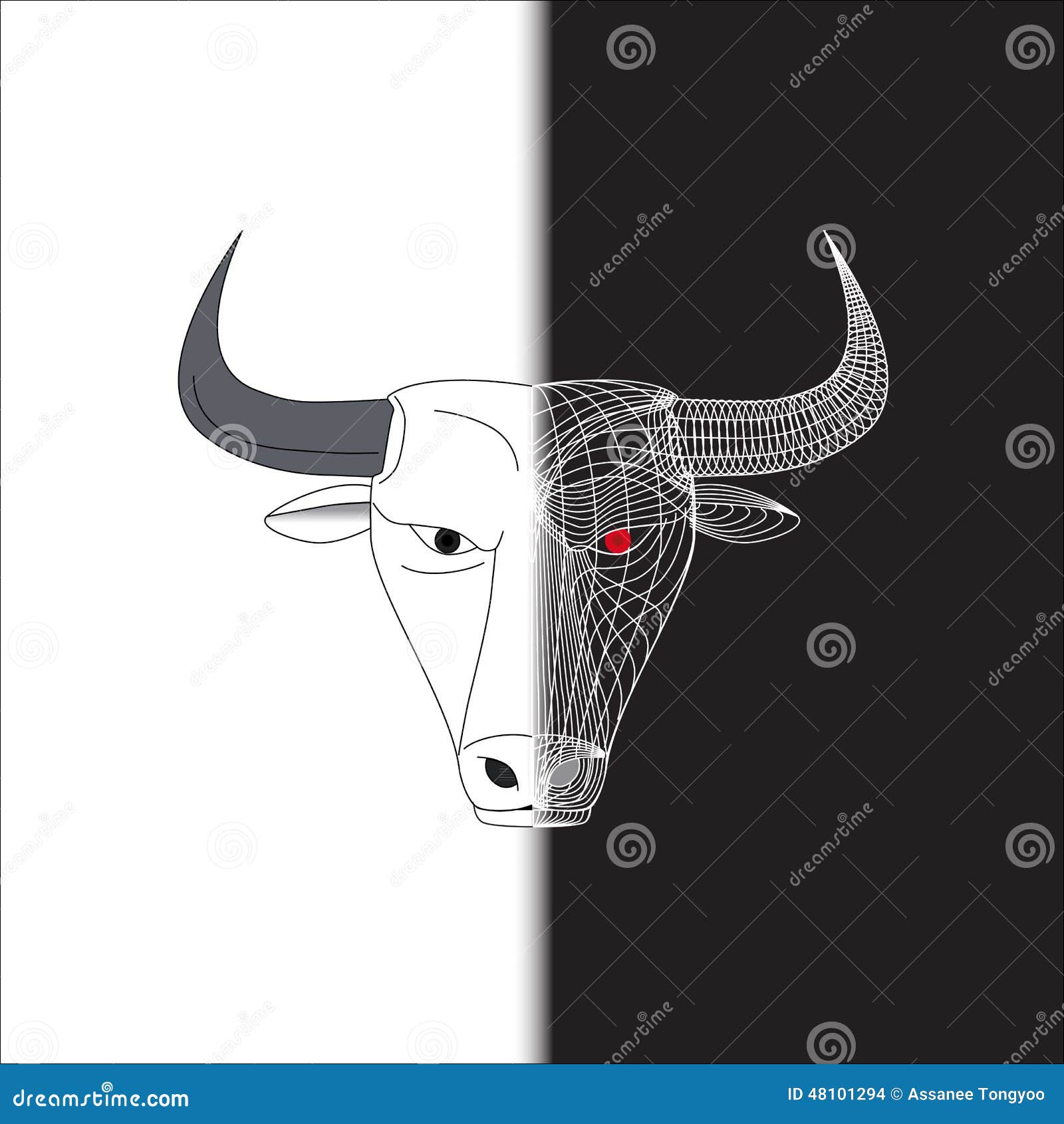 Bull half wire face stock vector. Illustration of buffalo - 48101294