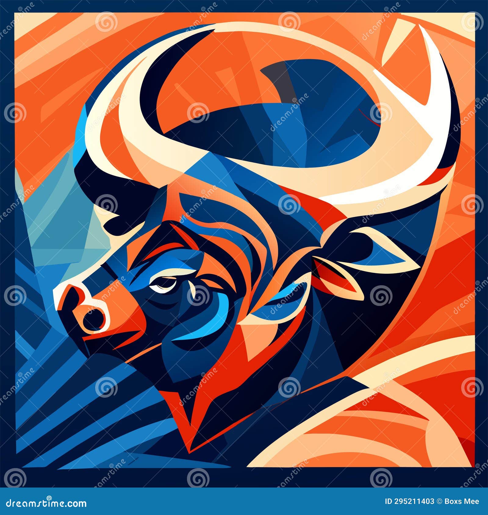 Bull Head on Abstract Background. Vector Illustration in a Flat Style ...