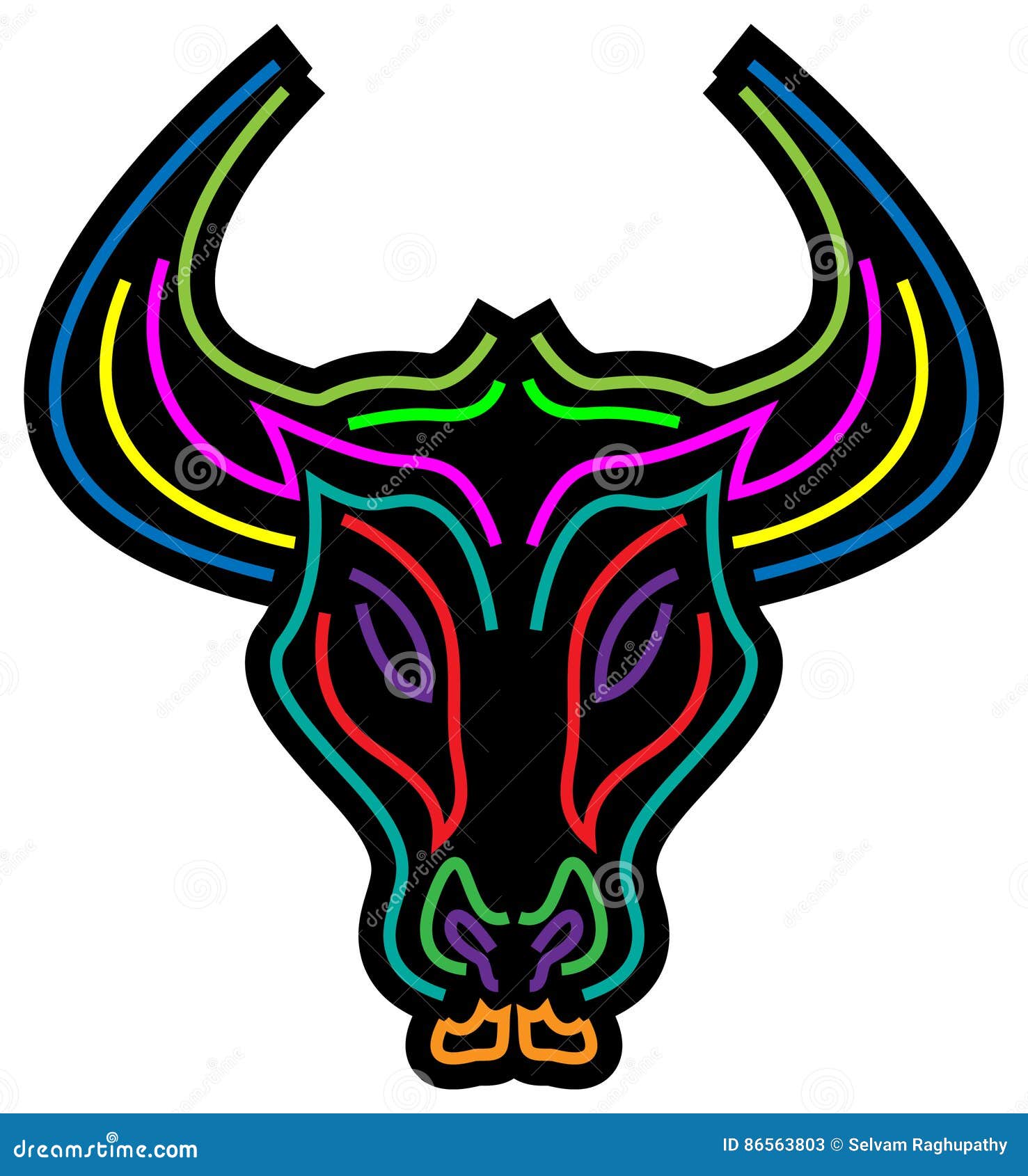 Bull head stock vector. Illustration of fight, longhorn - 86563803