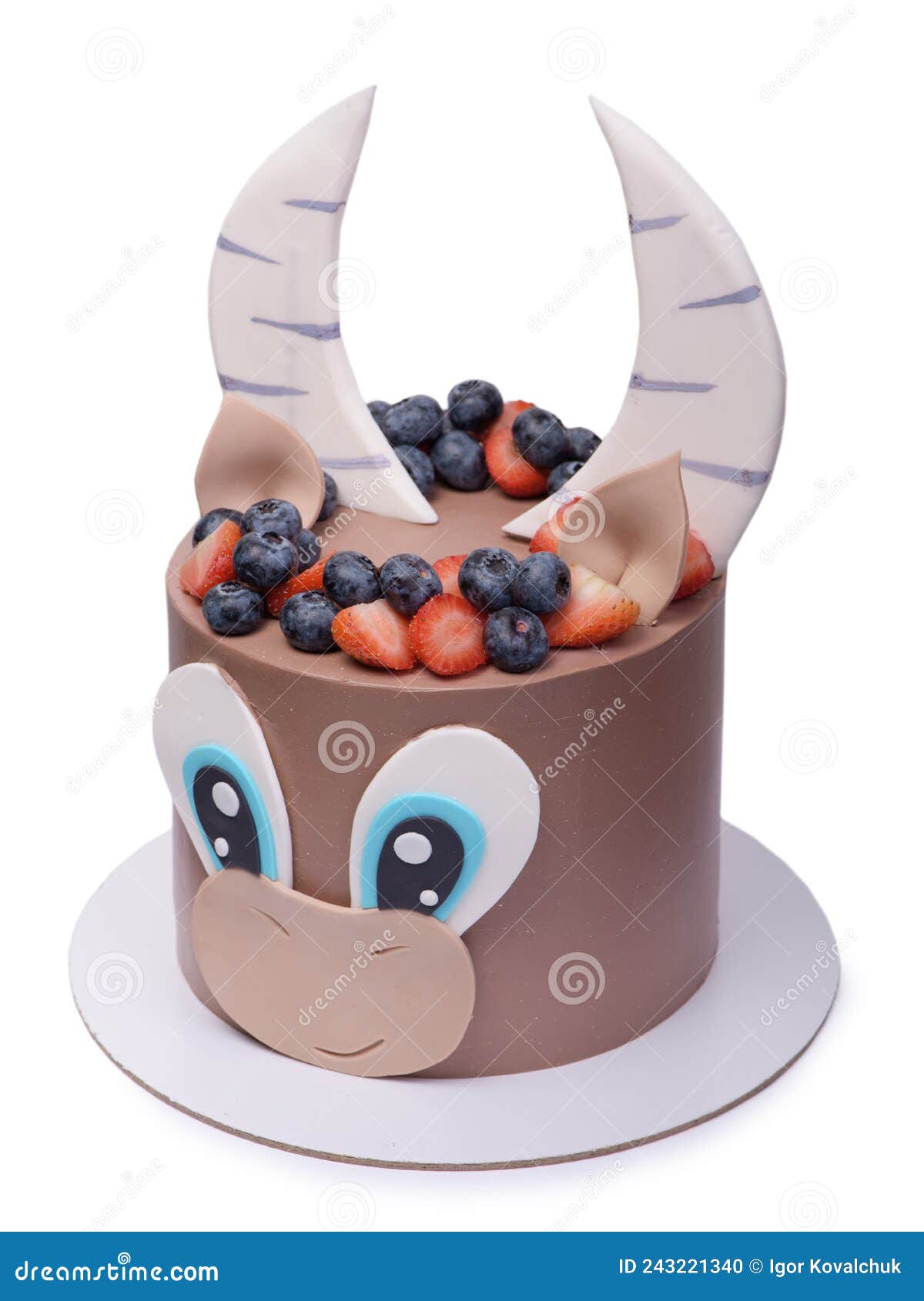 Bull head decorative cake stock photo. Image of cream - 243221340