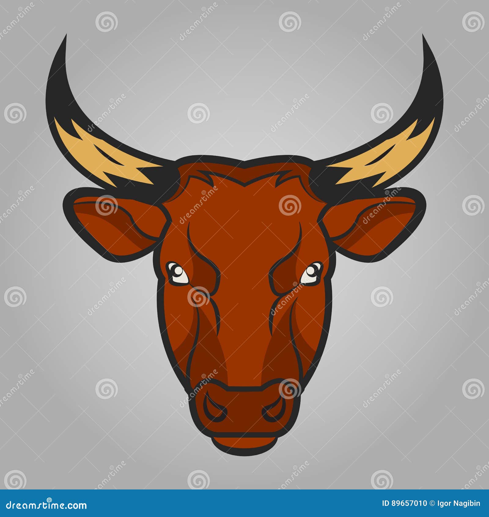 Bull head icon. stock vector. Illustration of beast, black - 89657010