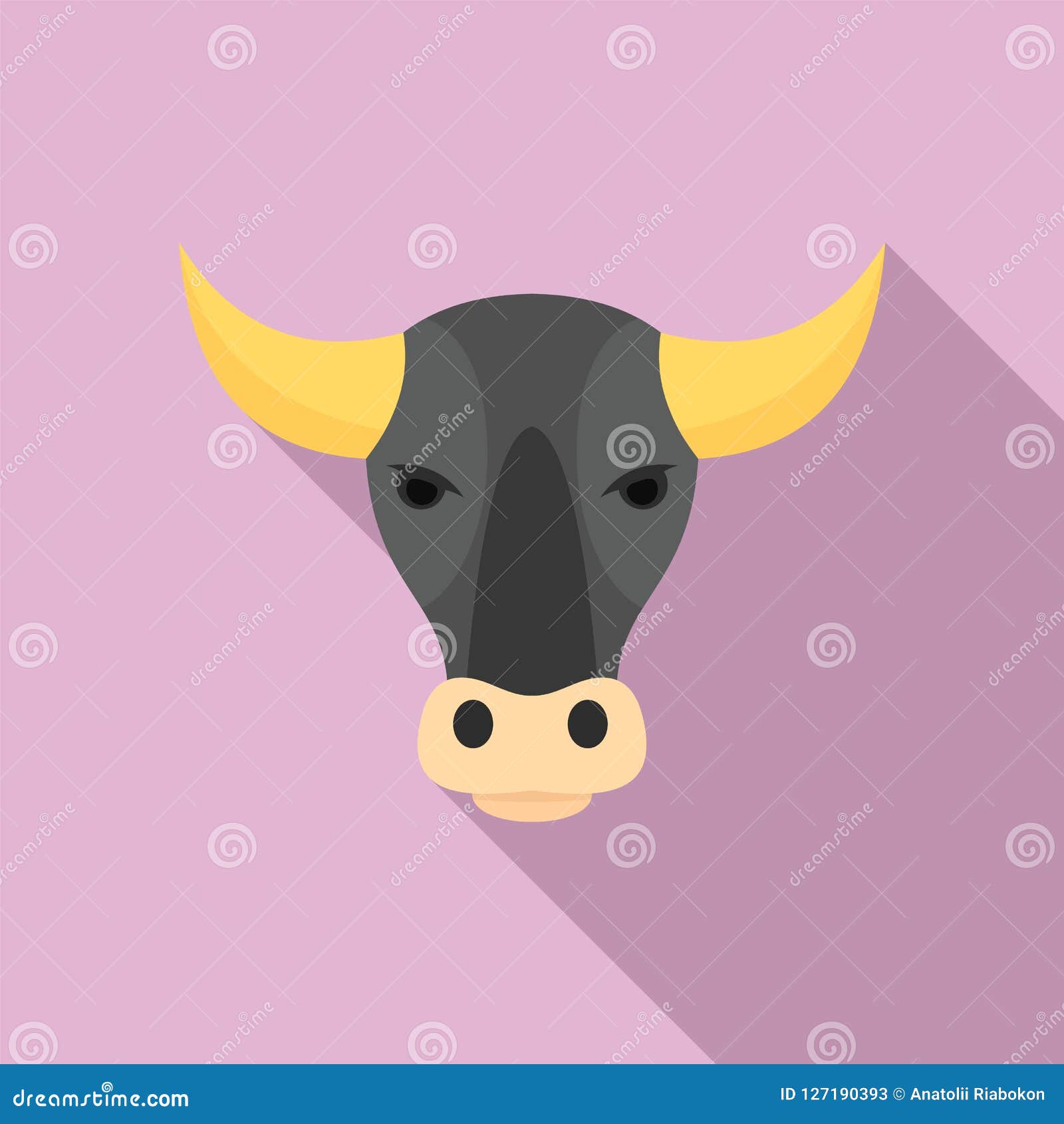 Bull head icon, flat style stock illustration. Illustration of icon ...