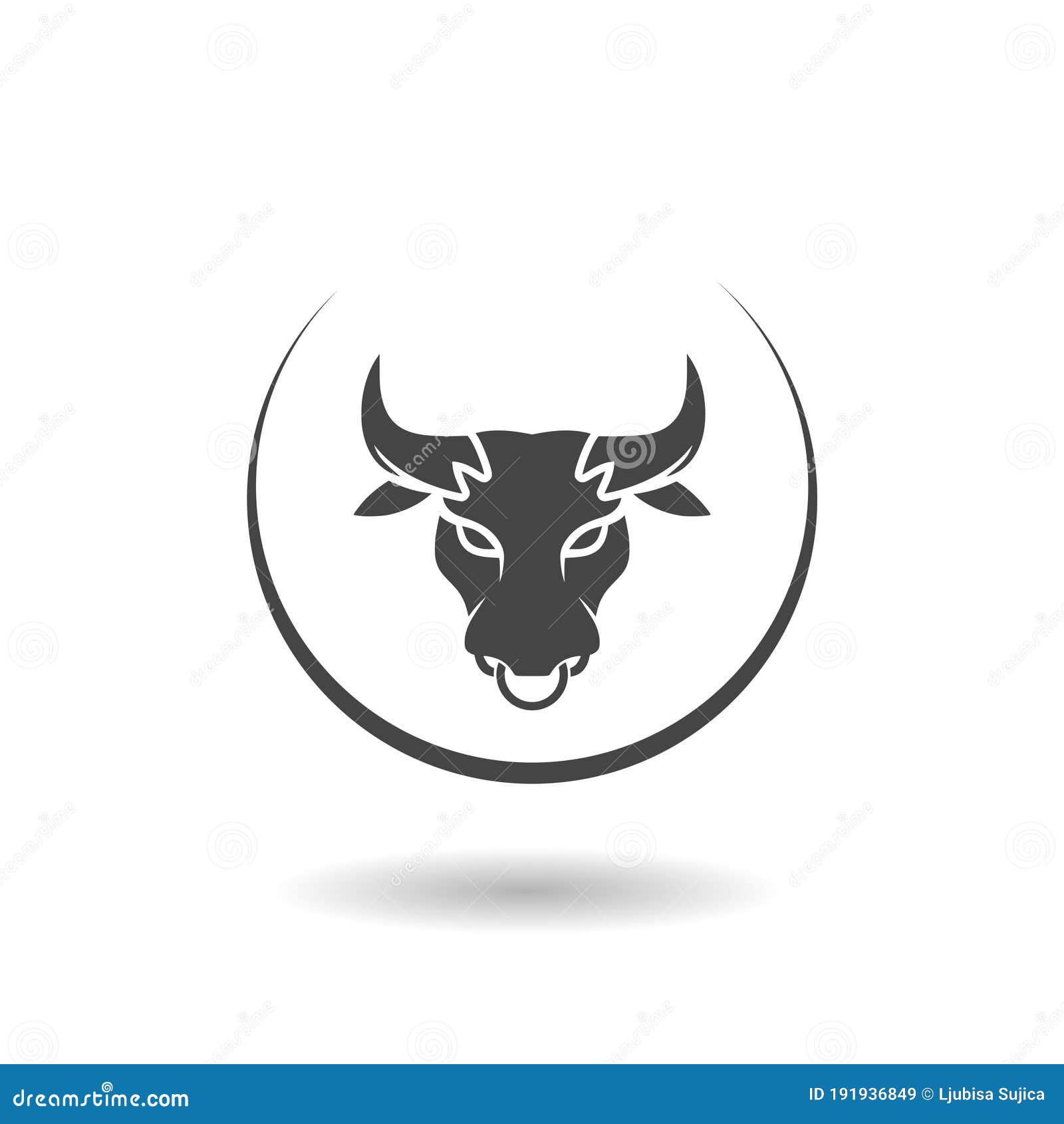 Bull head icon with shadow stock vector. Illustration of angry - 191936849