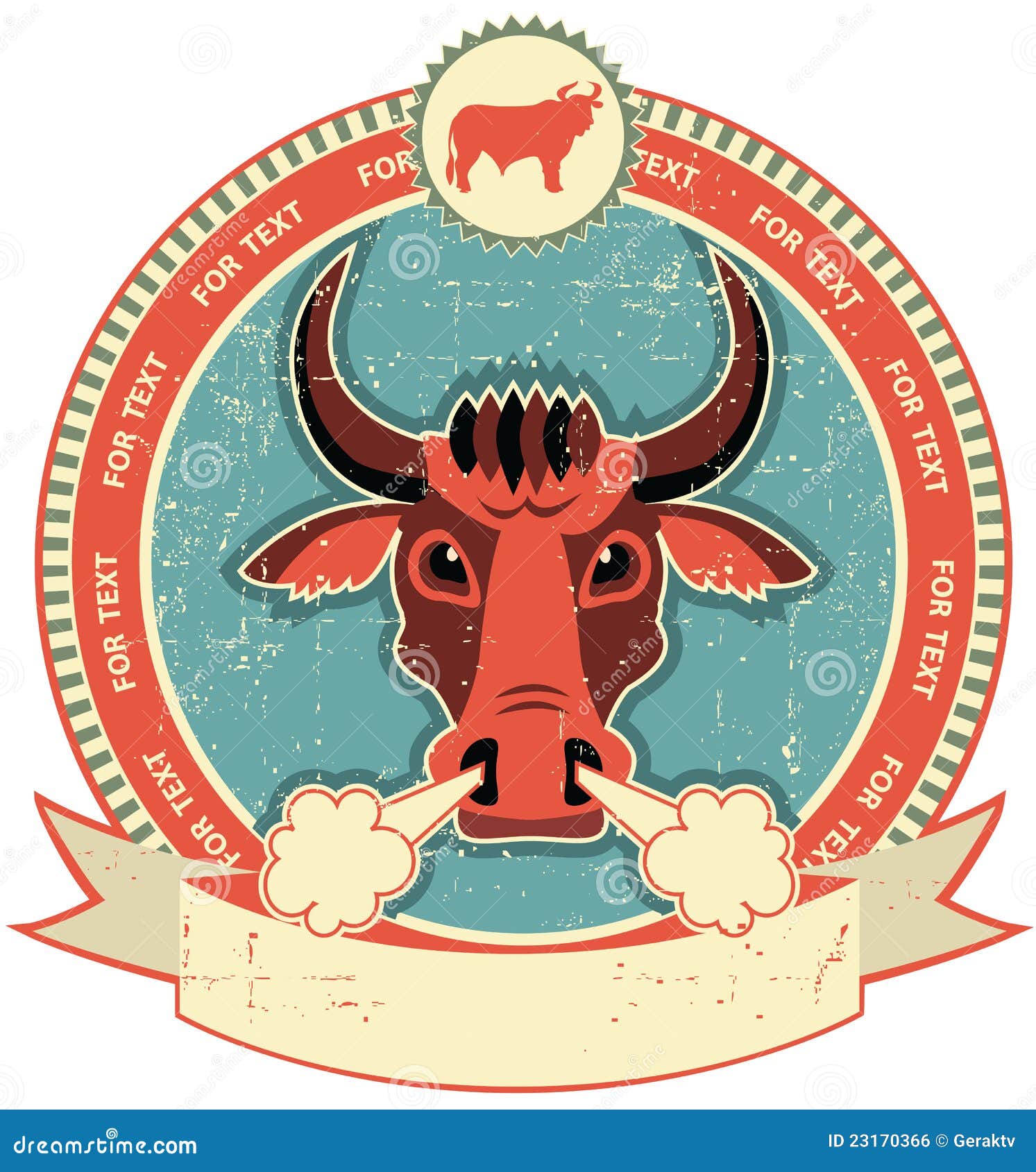 Cow Head Label On Old Paper Texture. Cartoon Vector | CartoonDealer.com ...