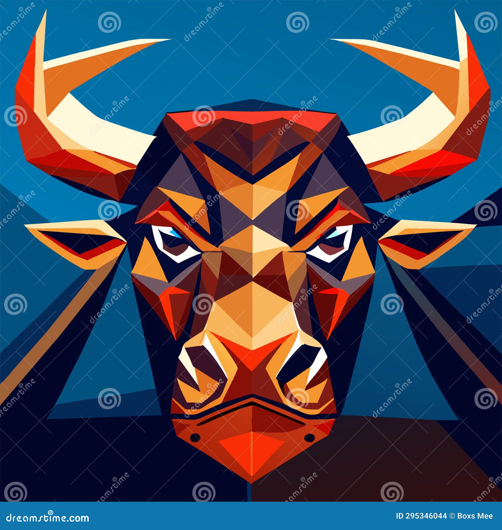 Bull Head in Low Poly Style. Vector Illustration for Your Design Stock ...