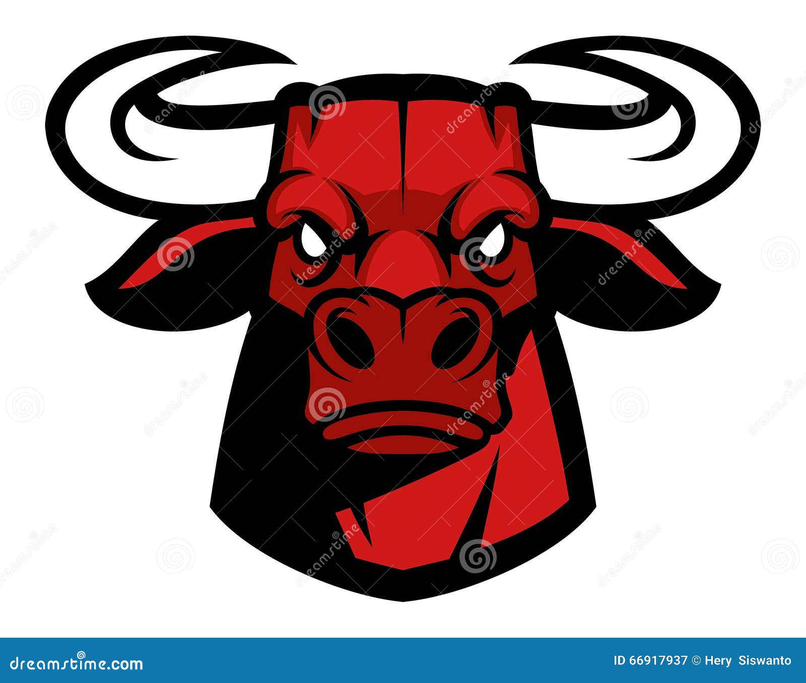 Bull Head With Big Horns And Angry Toro Face Logo Design Illustration ...