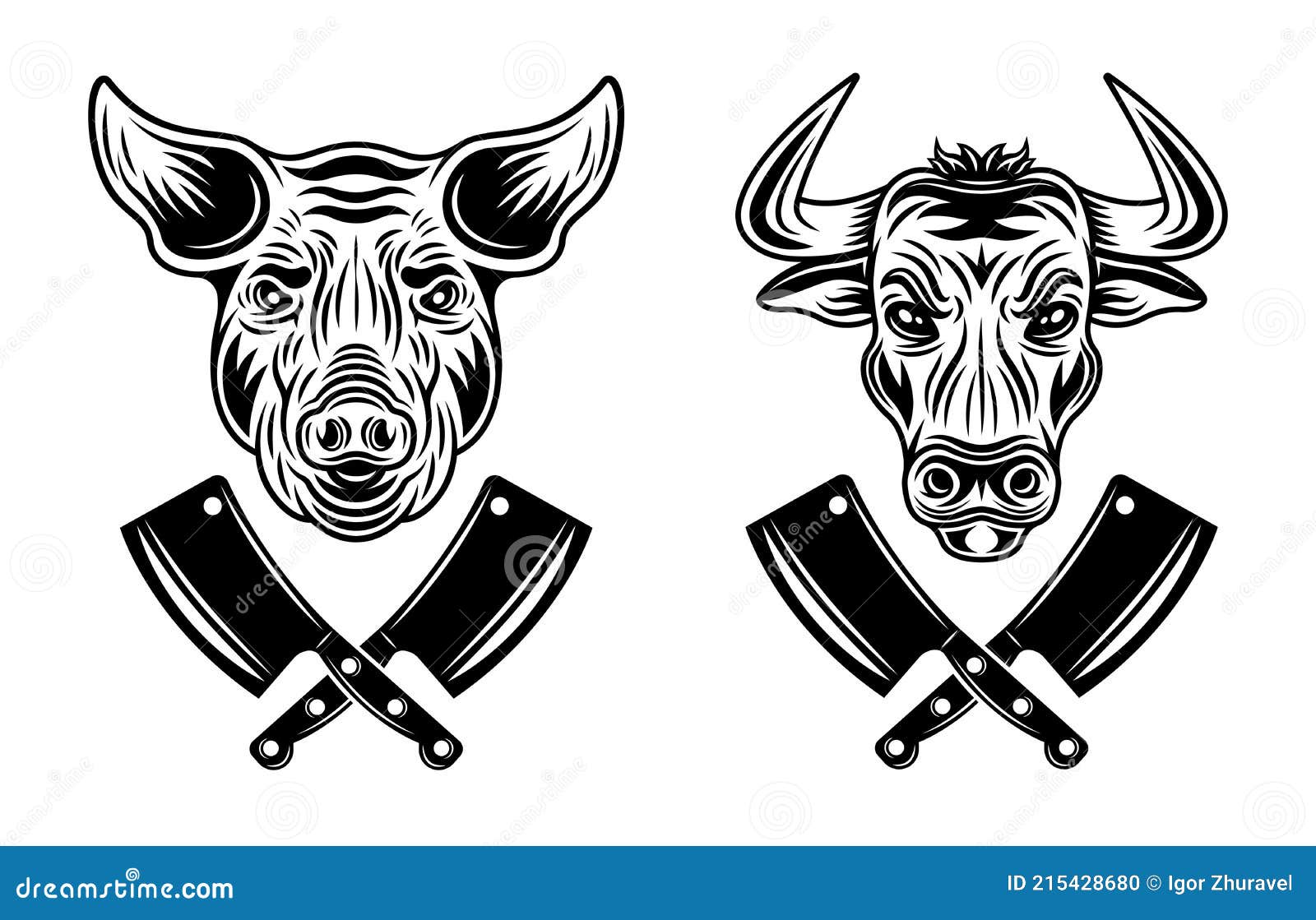 Vector Butchery Logo, Icons And Design Elements | CartoonDealer.com ...