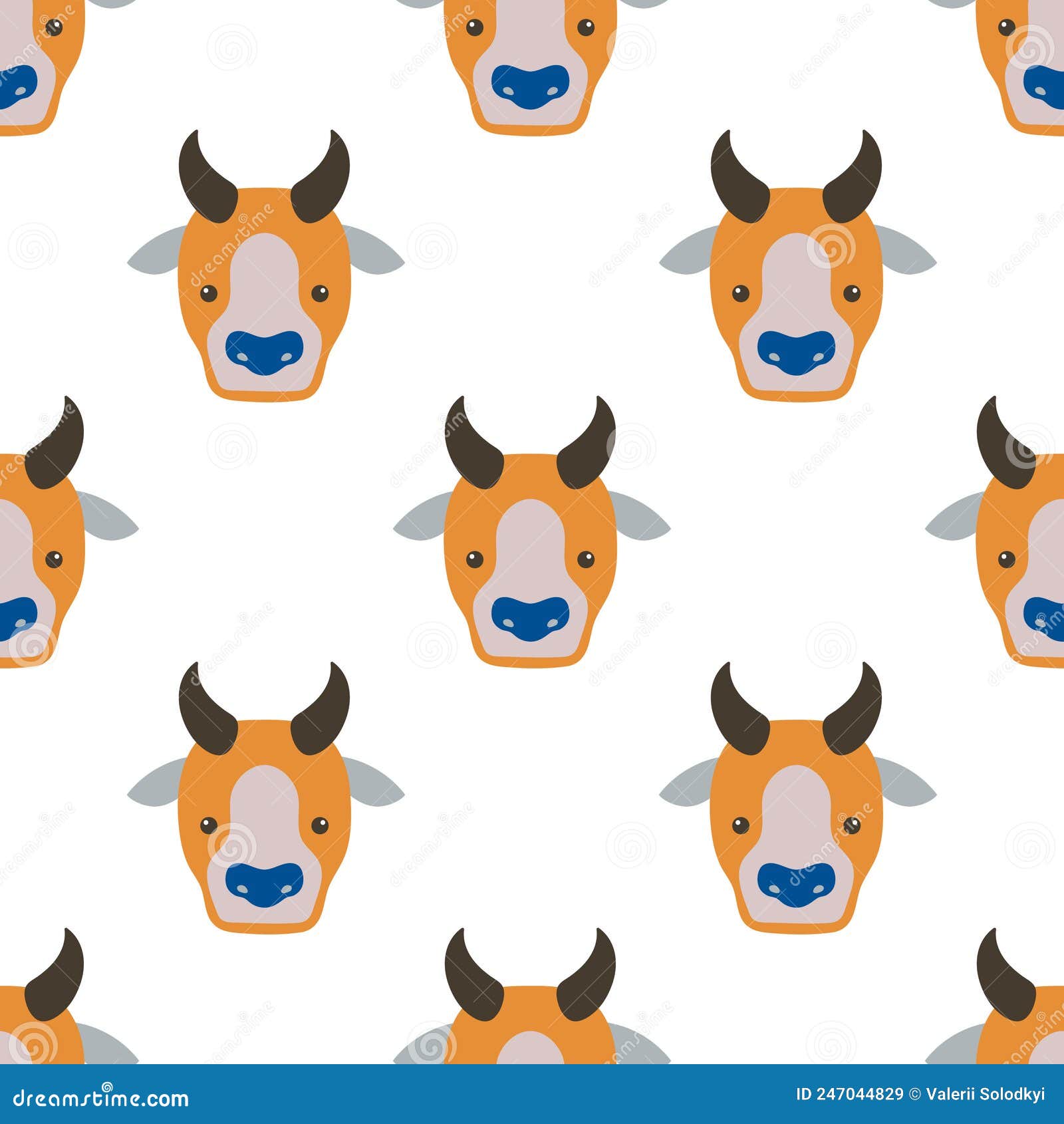Bull Head Seamless Pattern. Cattle Head Seamless Pattern Stock Vector ...