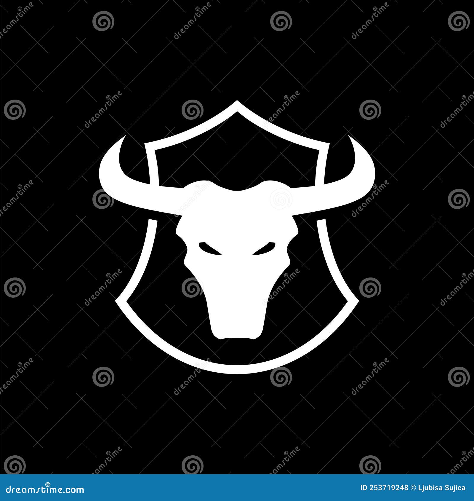 Bull Head Shield Icon Isolated on Dark Background Stock Vector ...
