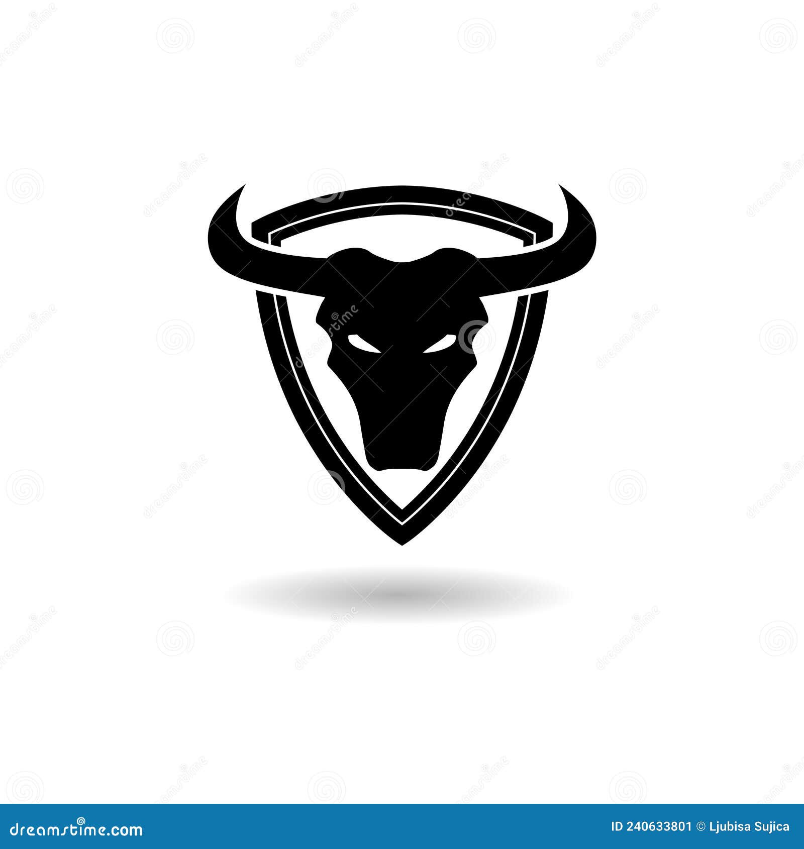 Bull Head on Shield Icon with Shadow Stock Vector - Illustration of ...