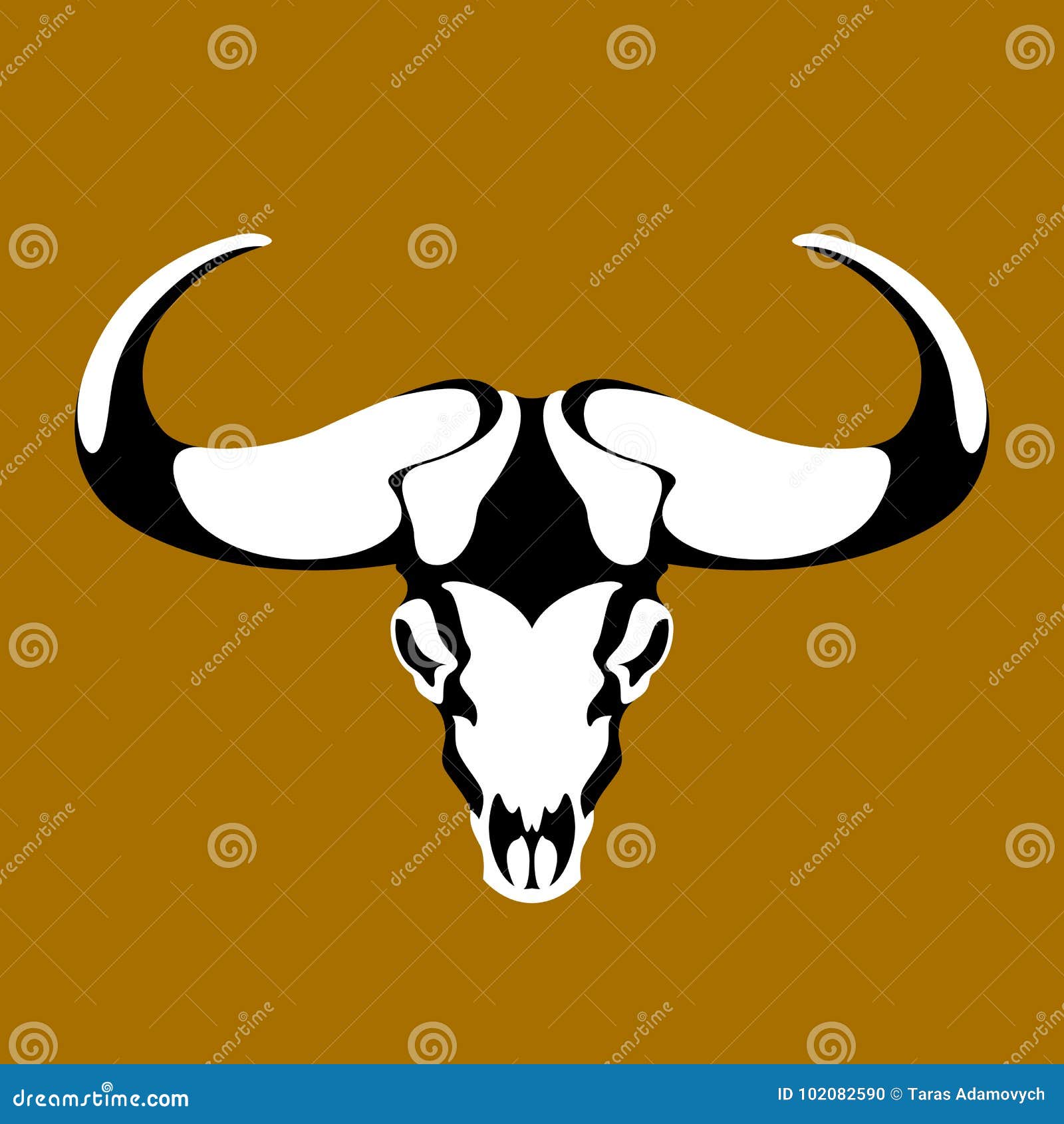 Bull Head Skull Vector Illustration Style Flat Front Stock Vector ...