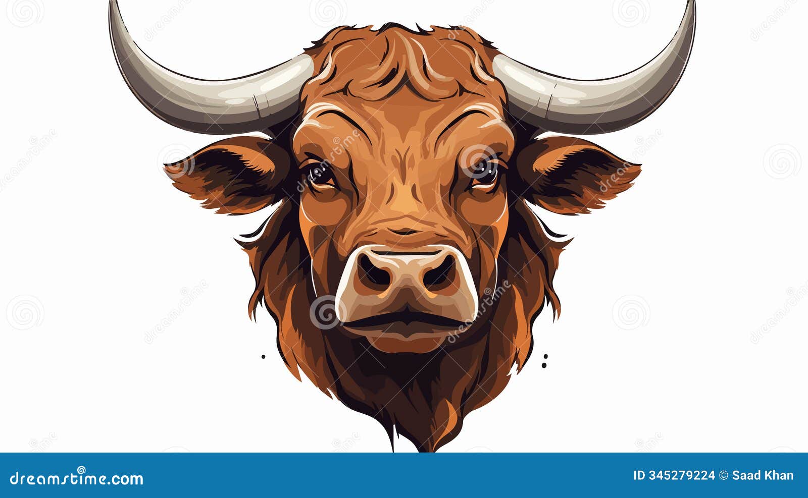 Bull Head Drawing stock vector. Illustration of face - 345279224