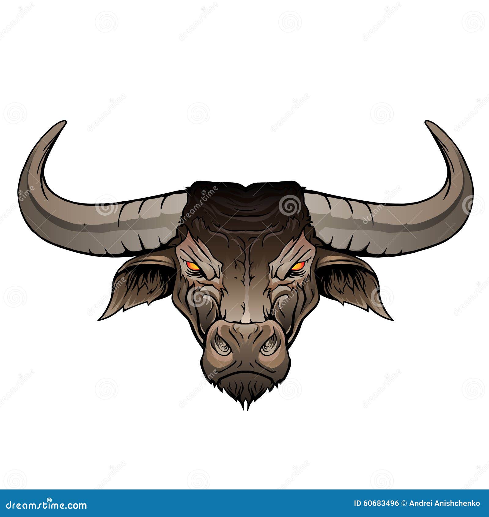 Bull head stock vector. Illustration of horn, evil, beef - 60683496