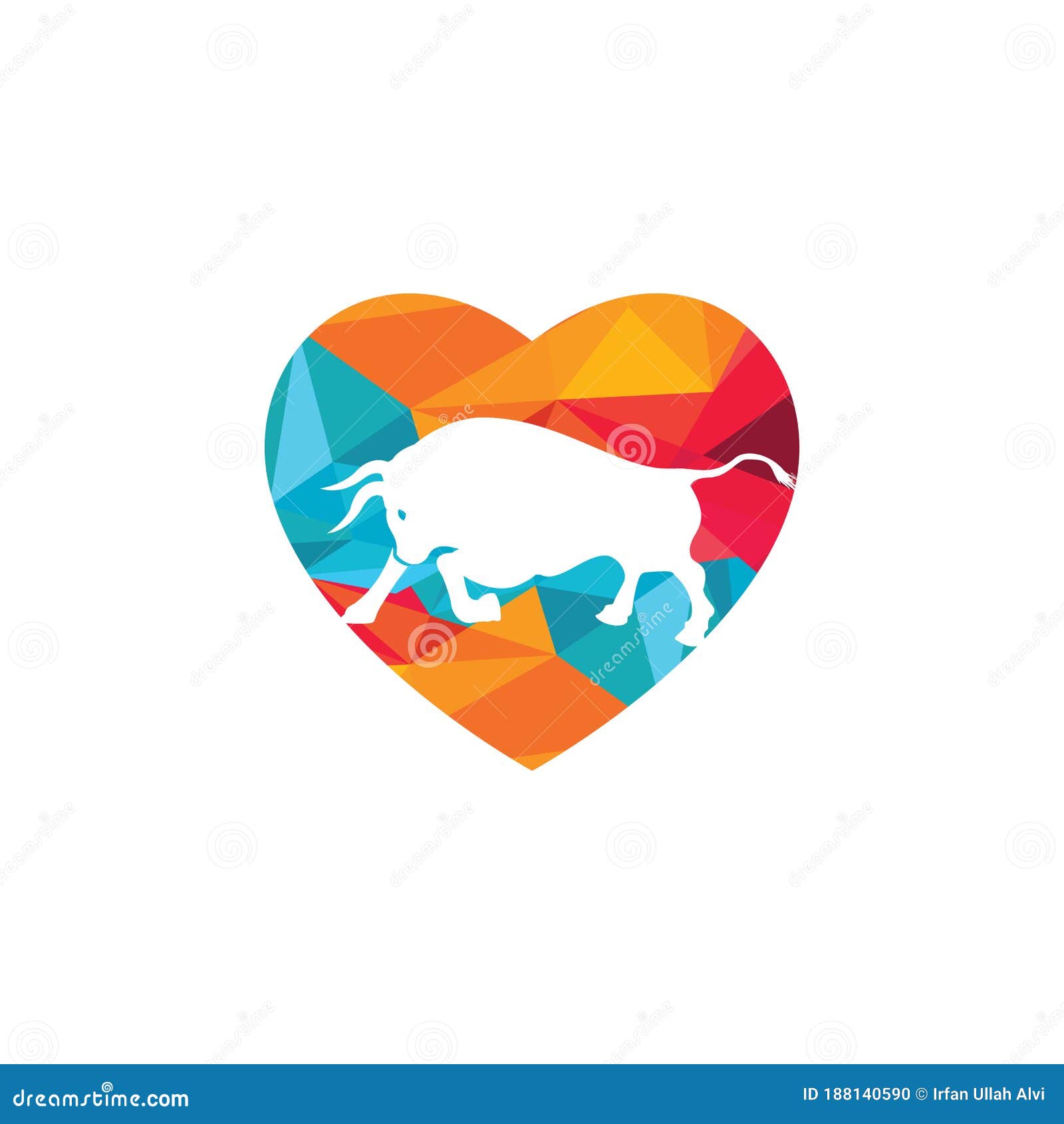 Bull Heart Shape Vector Logo Design. Stock Vector - Illustration of ...