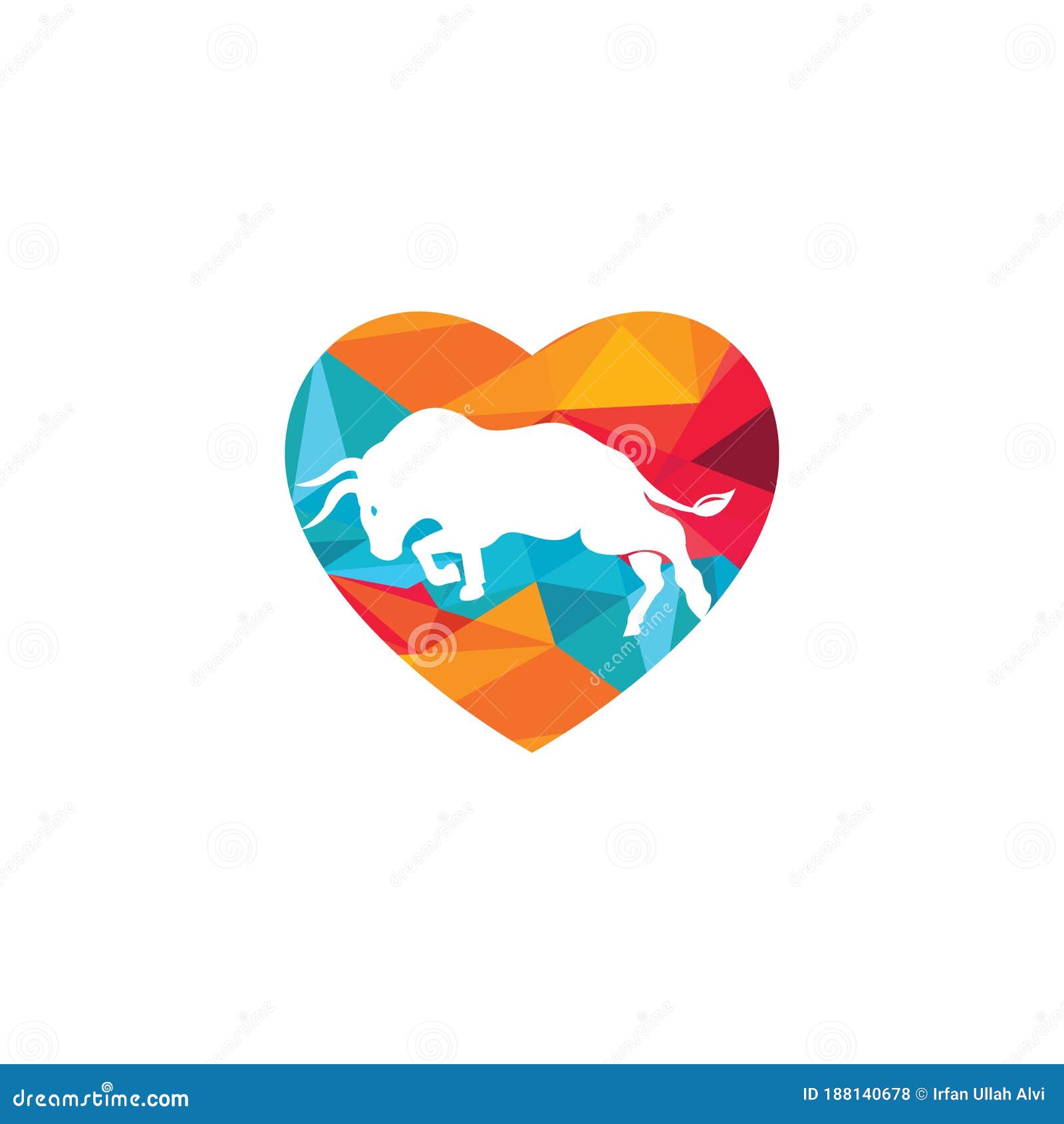 Bull Heart Shape Vector Logo Design. Stock Vector - Illustration of ...