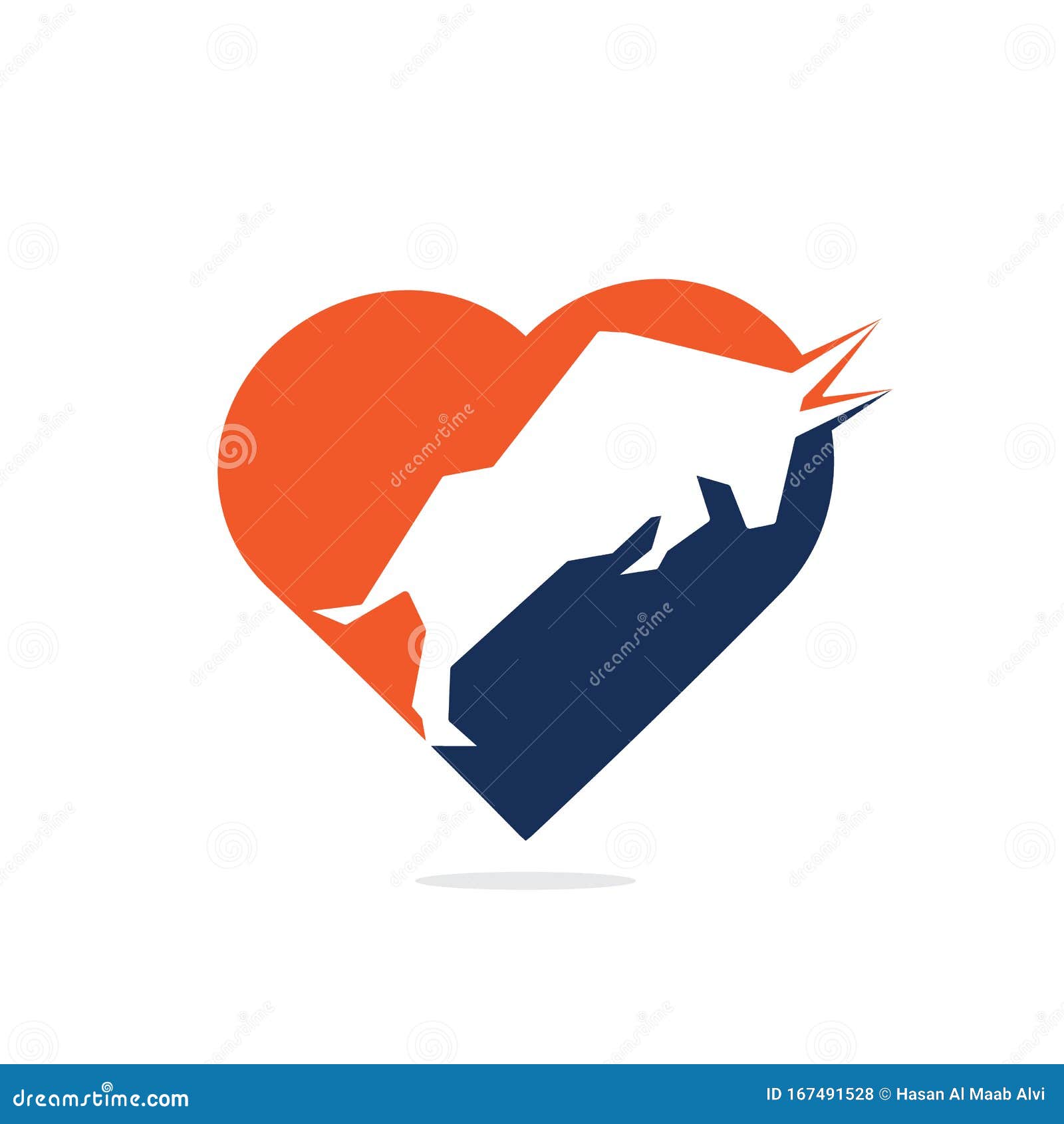 Bull Heart Shape Vector Logo Design. Stock Vector - Illustration of ...