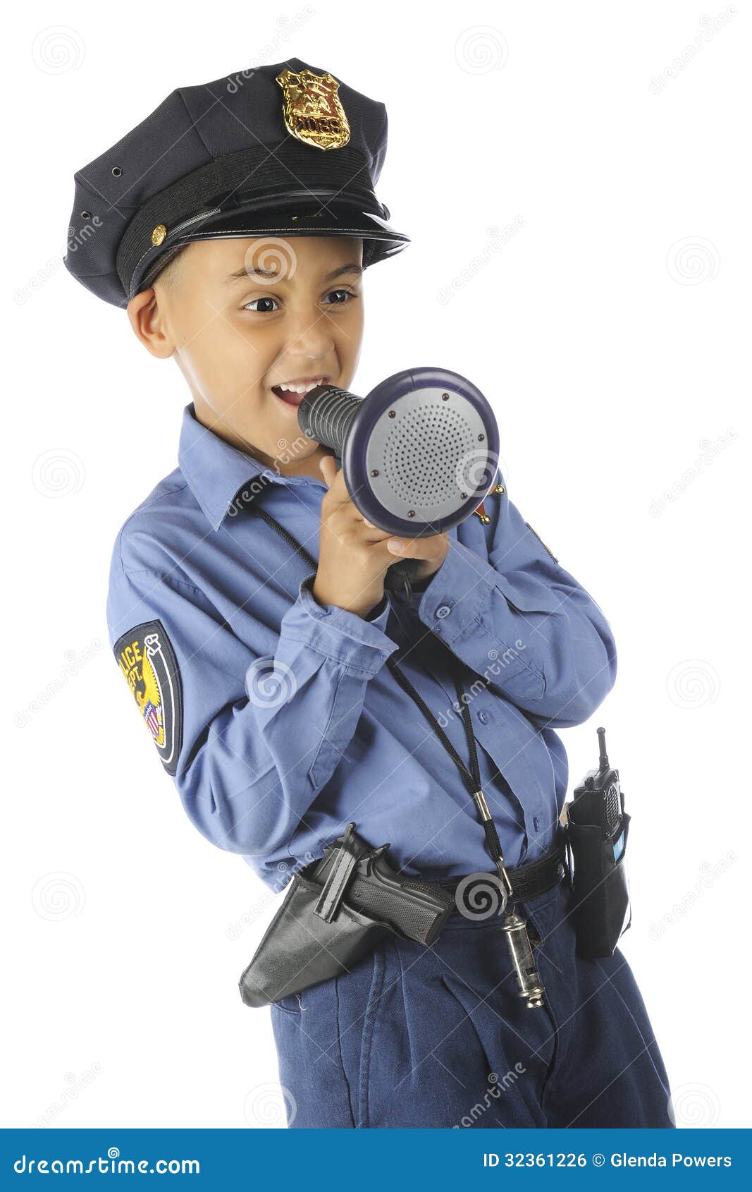 Bull Horn Cop stock photo. Image of talkie, gold, expressive - 32361226