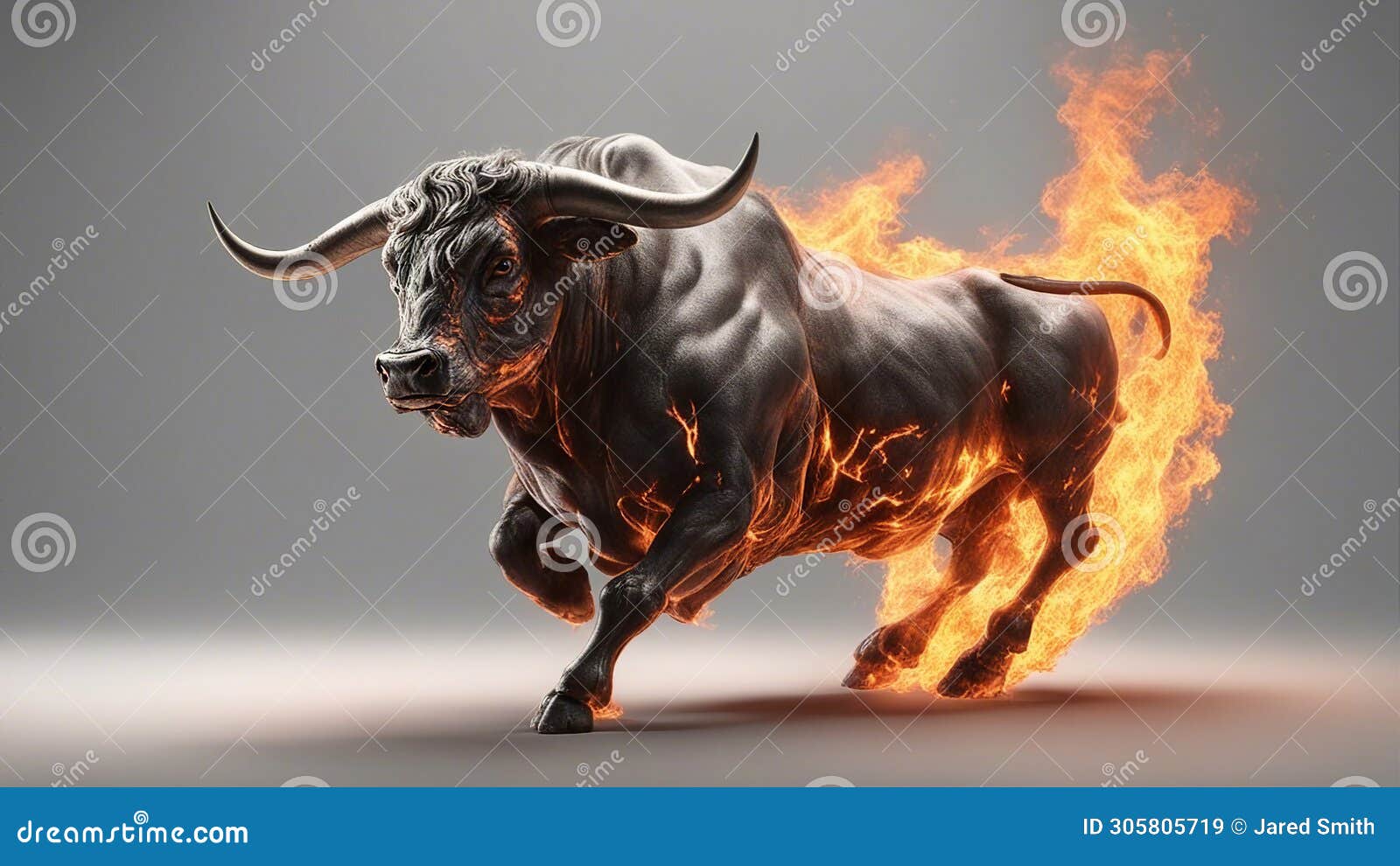 Bull with Horns a Flaming Bull that Rages with Fire Stock Illustration ...
