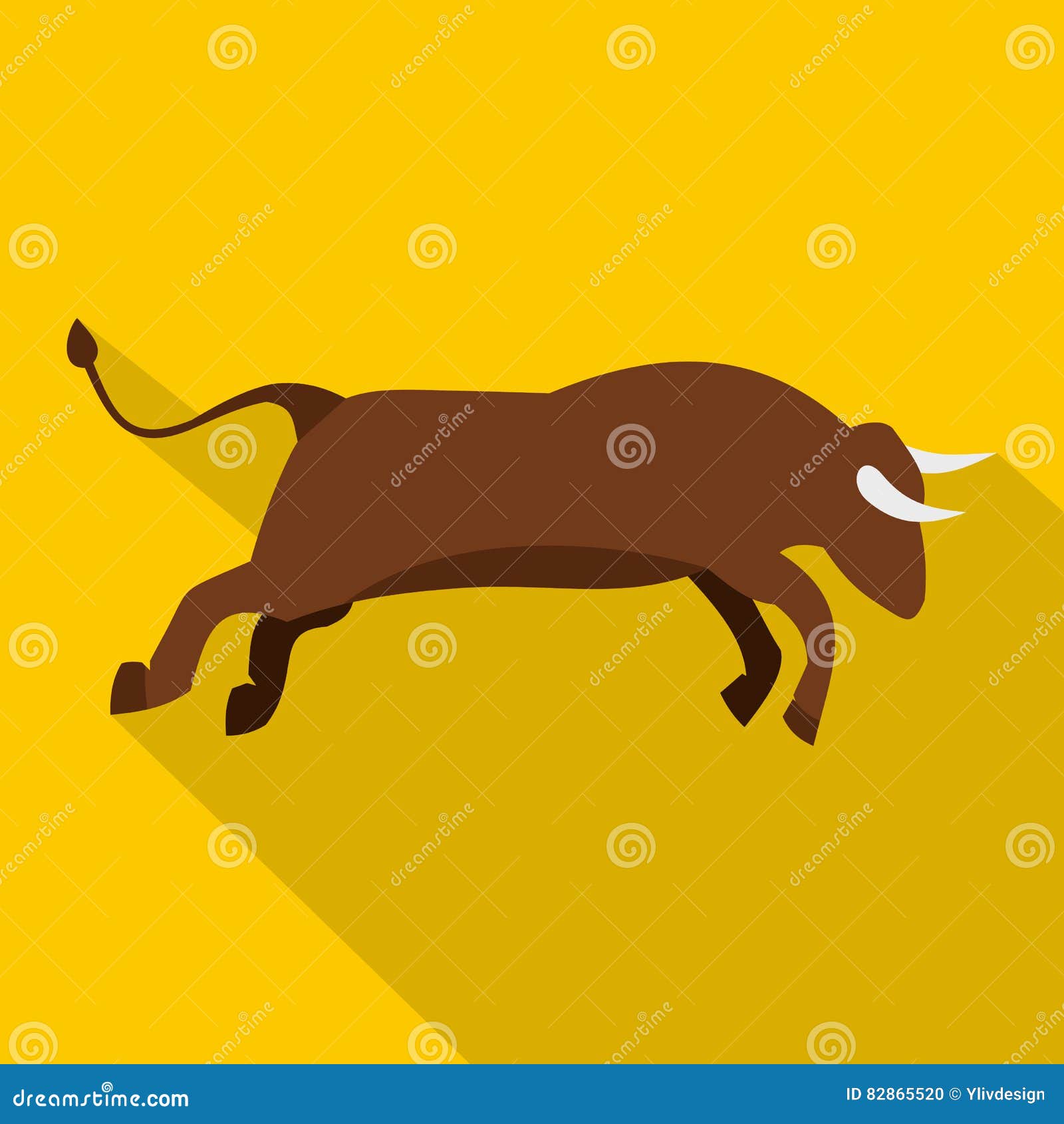 Bull icon, flat style stock vector. Illustration of chief - 82865520