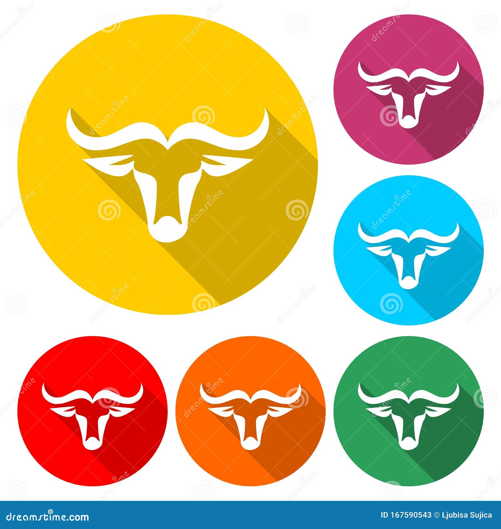 Bull Icon in Flat Style with Long Shadow Stock Vector - Illustration of ...