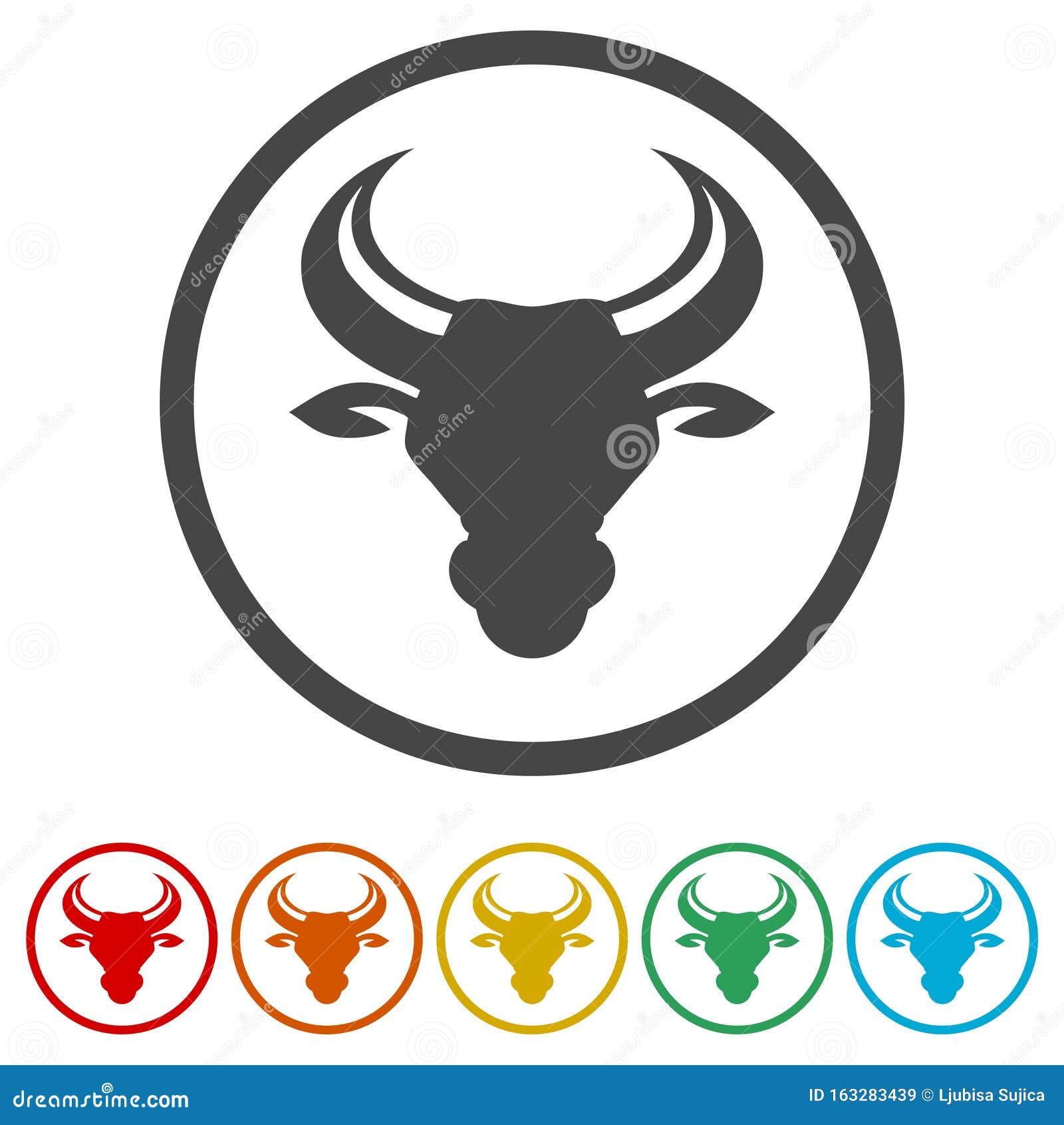 Bull Icons Set Illustration Stock Illustration - Illustration of ...