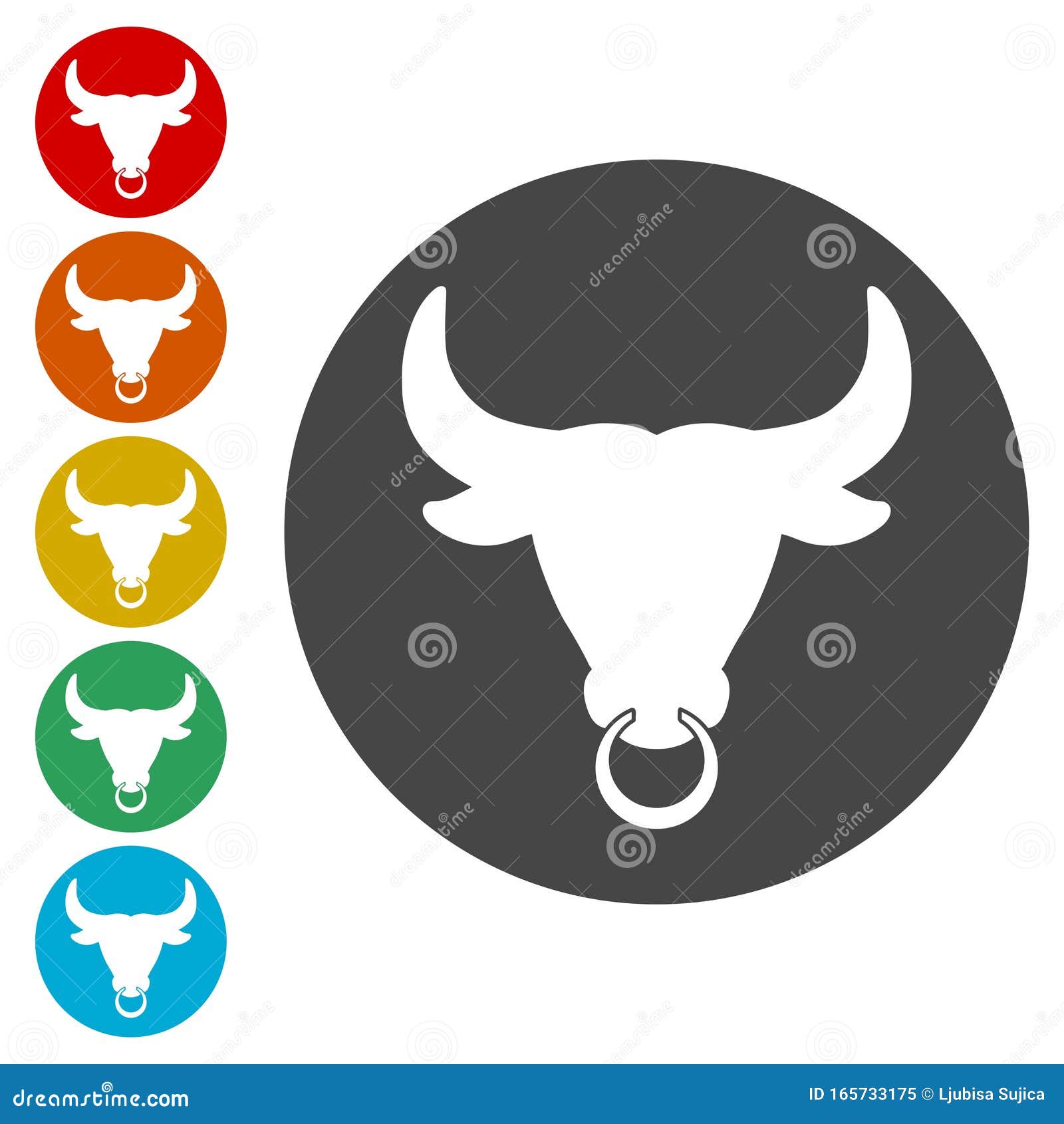 Bull Icons Set Vector Illustration Stock Vector - Illustration of ...