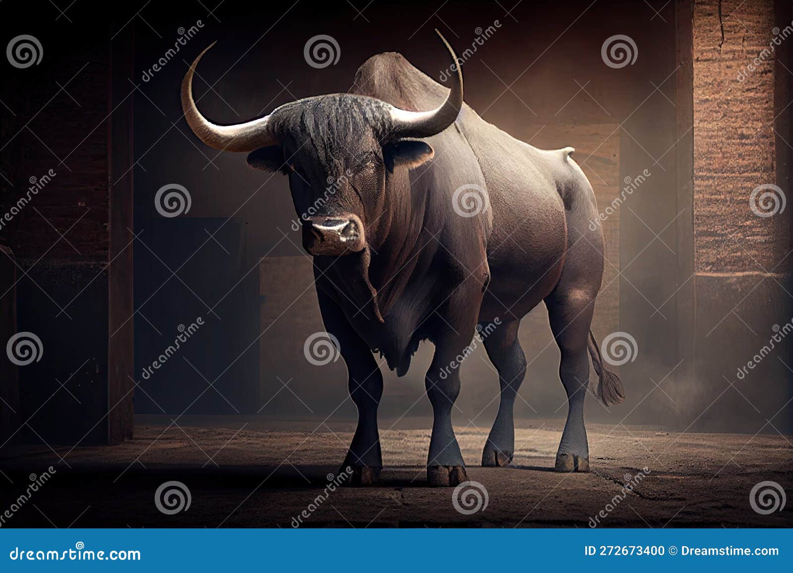 Bull with Its Head and Horns Lowered, Preparing for Attack Stock ...