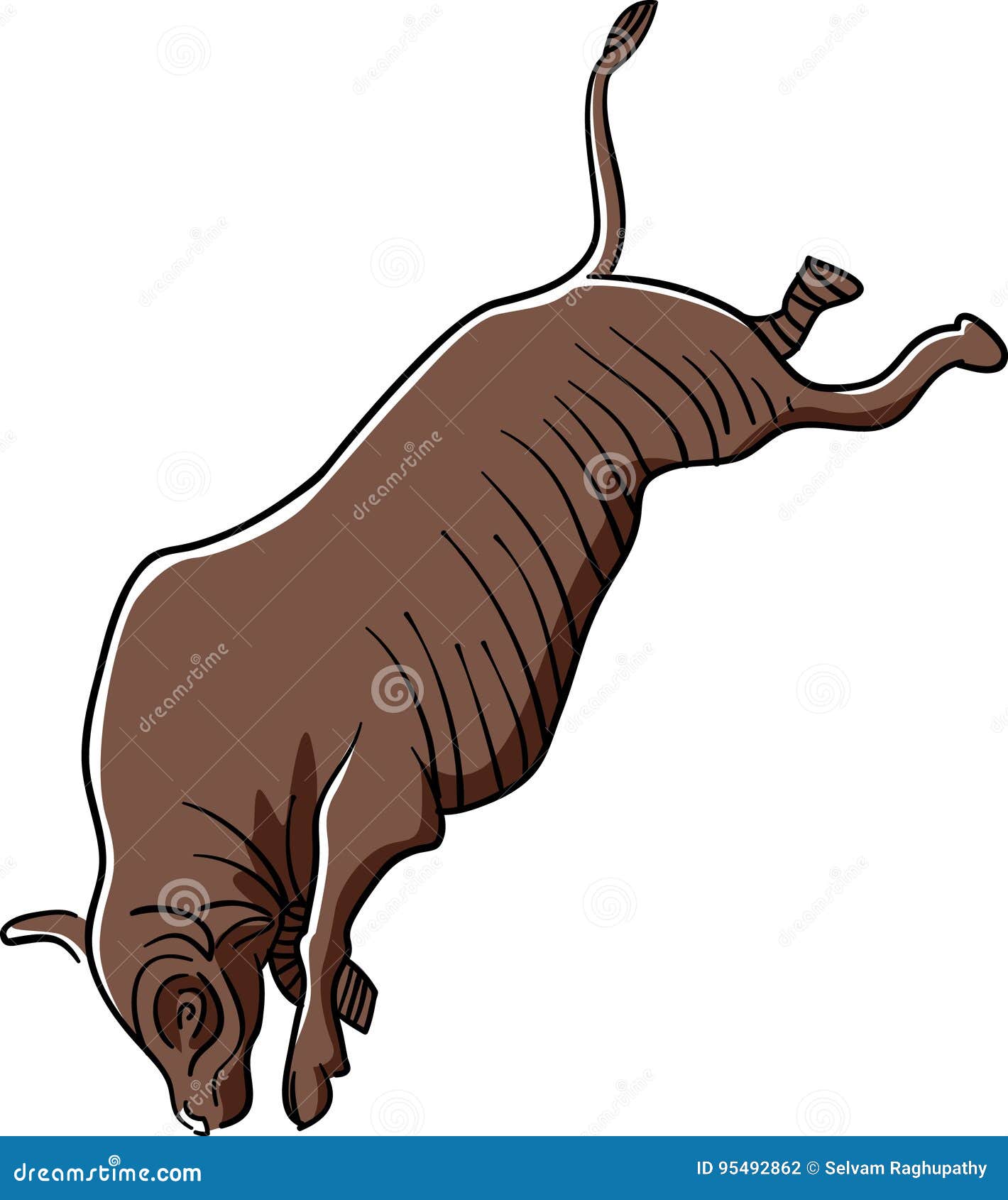 Bull jumping stock vector. Illustration of silhouette - 95492862
