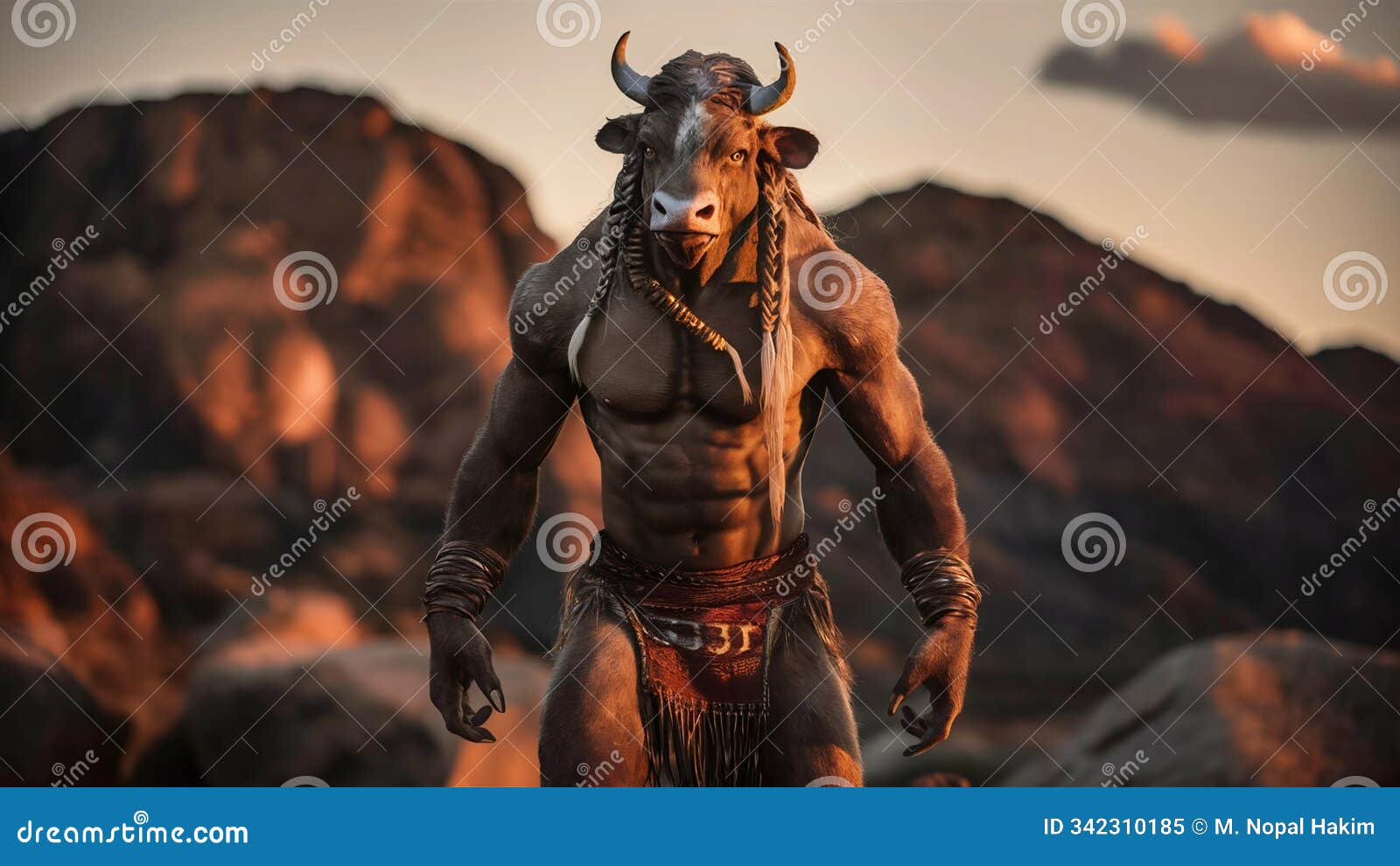 Bull King with Golden Crown on Grassland Stock Illustration ...
