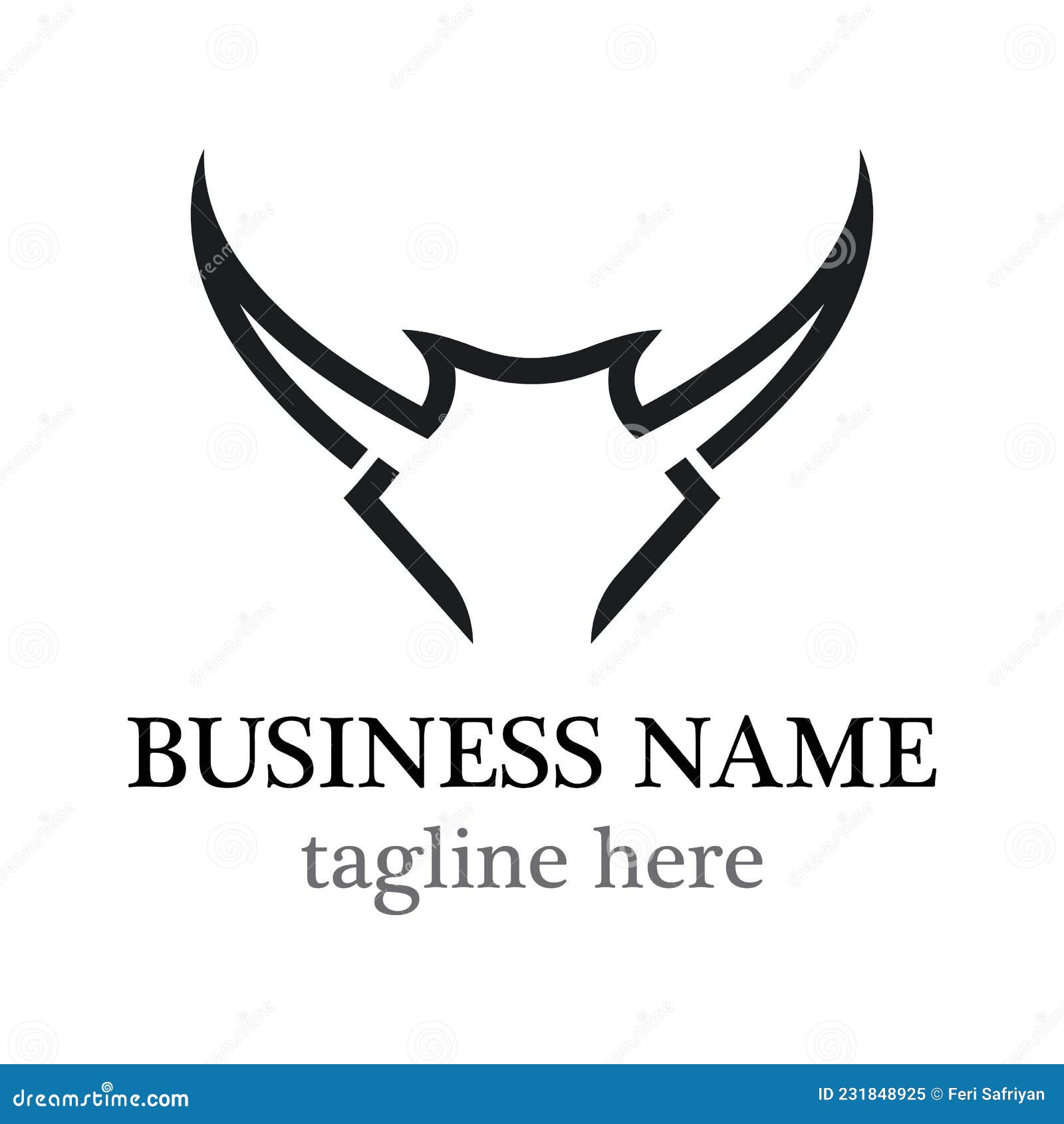 Bull line logo template stock vector. Illustration of design - 231848925