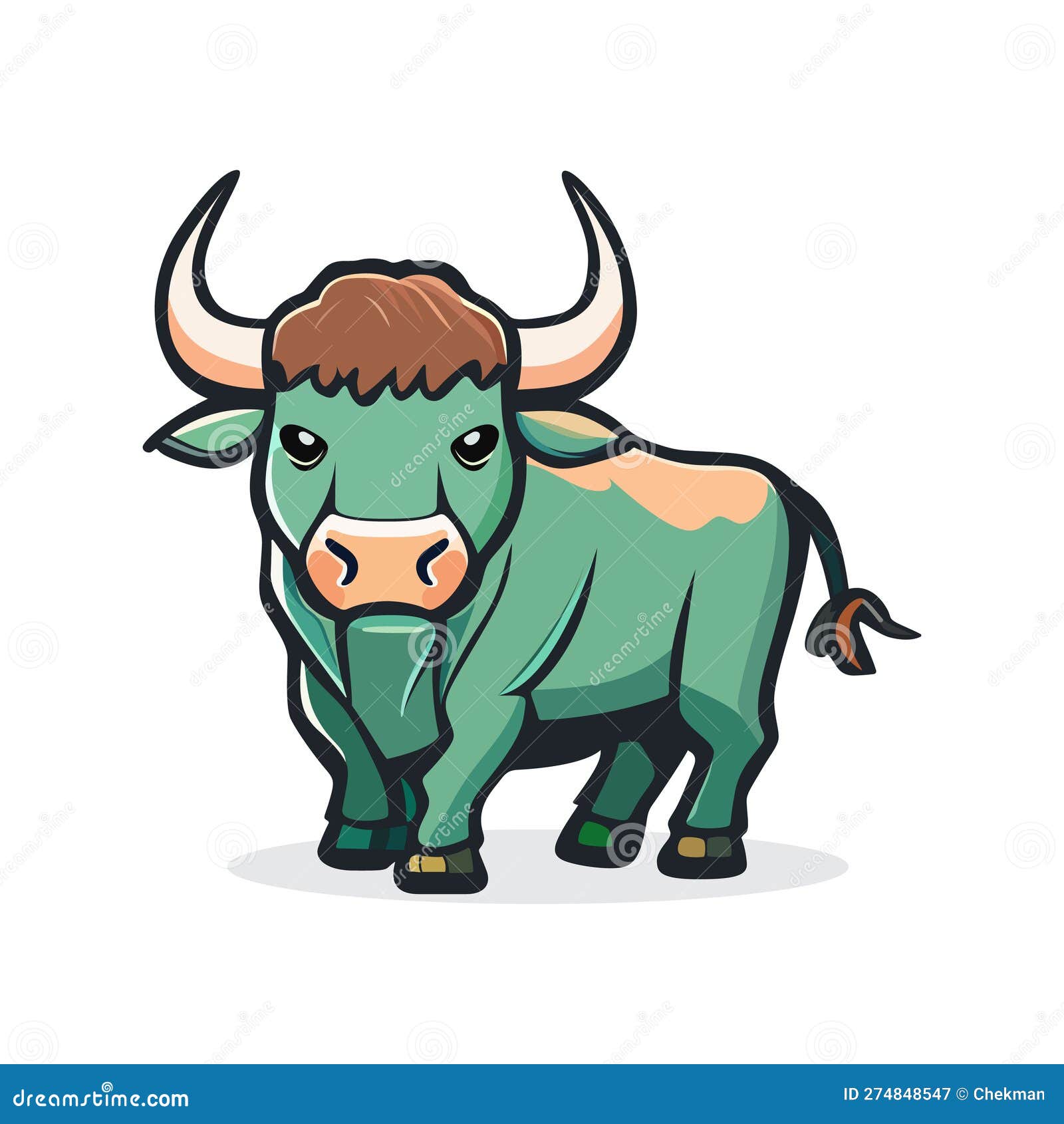 Bull Logo Design. Cute Bull Isolated Stock Vector - Illustration of ...