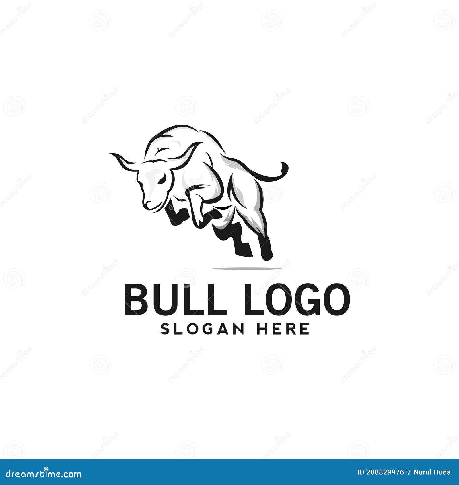 Bull Logo Jumping Illustration Design Template Vector Stock Vector ...