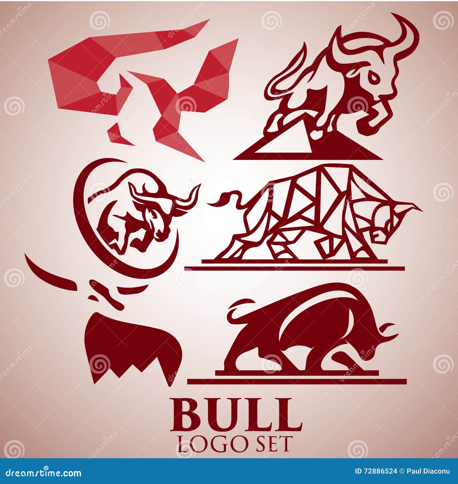 Bull logo set stock vector. Illustration of background - 72886524