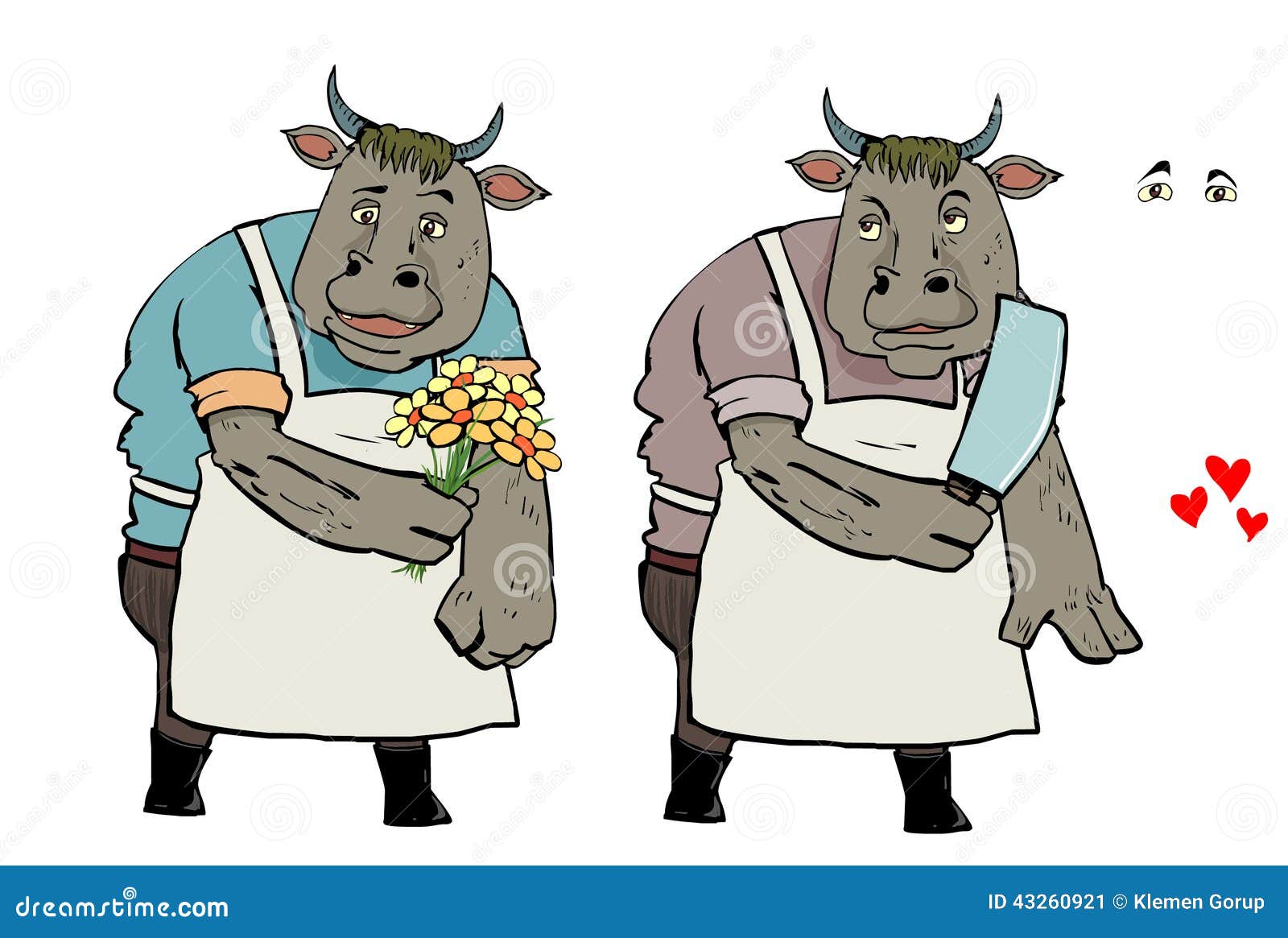 Bull in love stock illustration. Illustration of hearts - 43260921