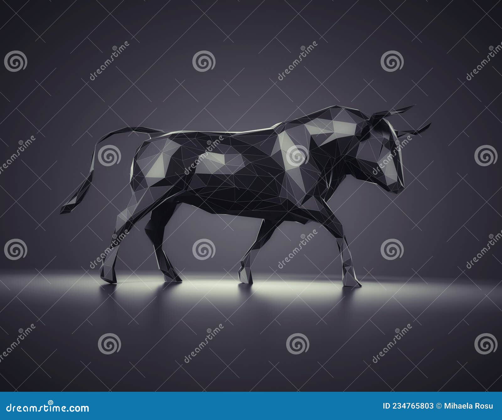 Bull Made of Polygons on Studio Background Stock Illustration ...