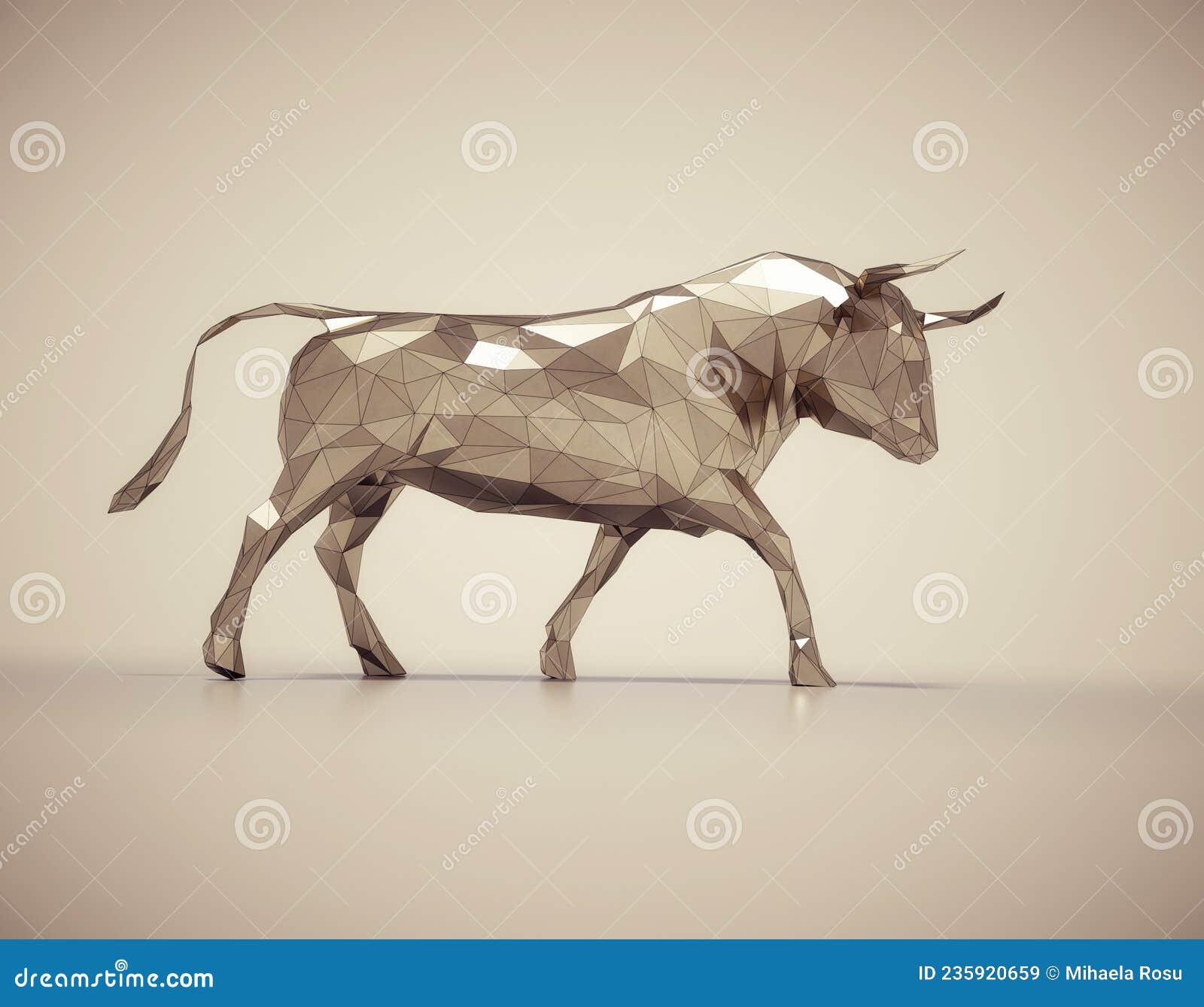 Bull Made of Polygons on Studio Background Stock Illustration ...