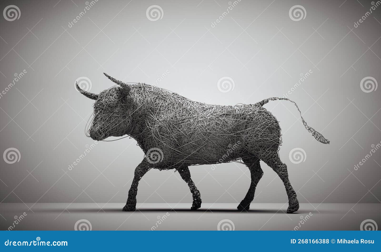 Bull Made of Wires. Powerful and Complex Concept Stock Illustration ...