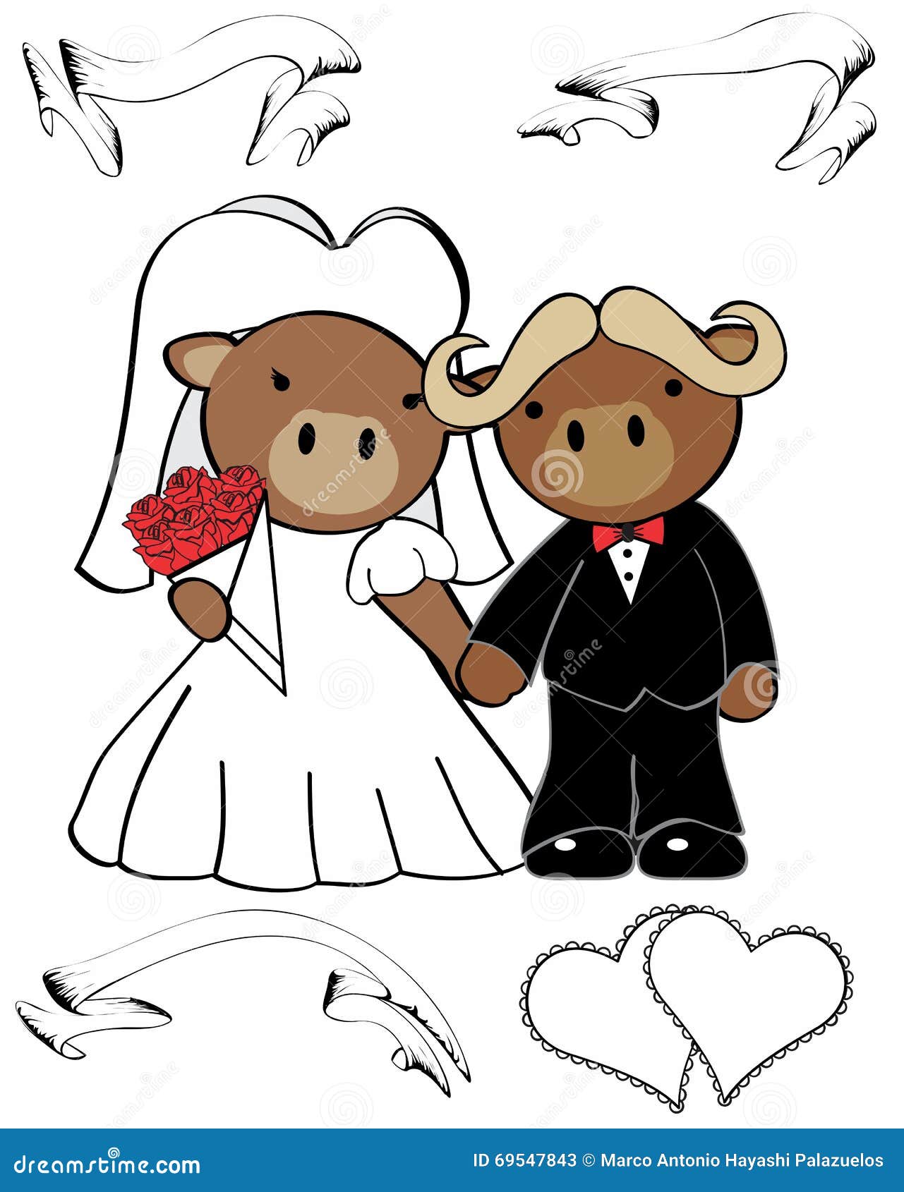 Pig Married Cartoon Background | CartoonDealer.com #48229115