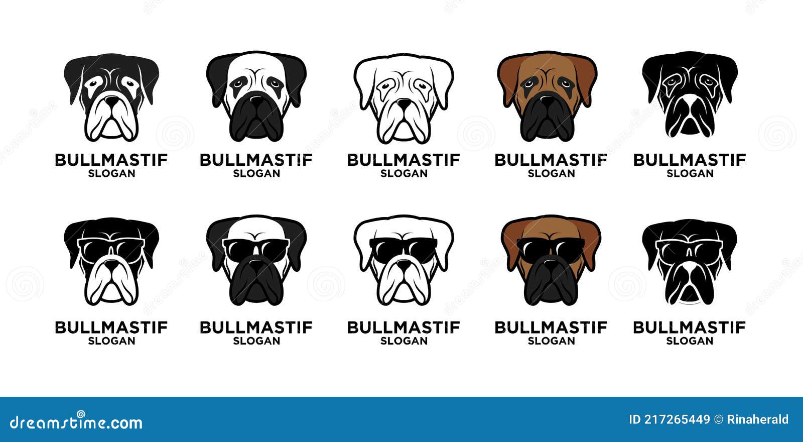 Bull Mastiff Head Dog Logo Design Stock Vector - Illustration of ...